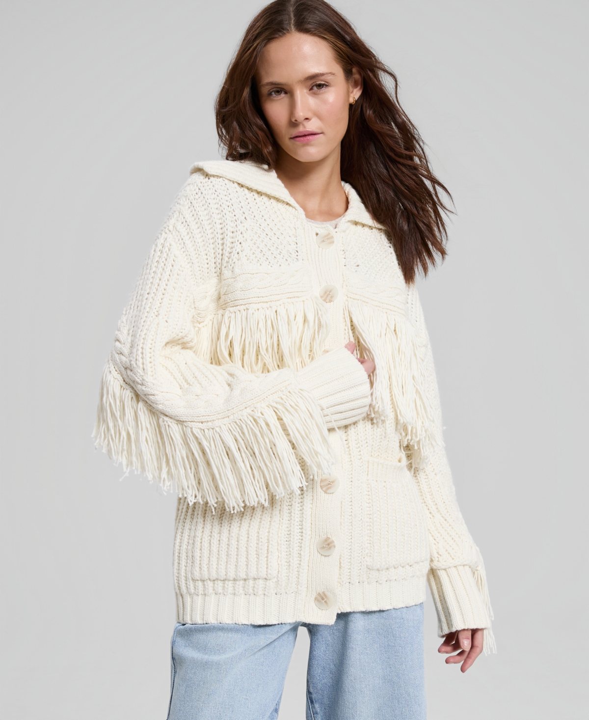Click here for And Now This Womens Button-Front Fringe Cardigan... prices