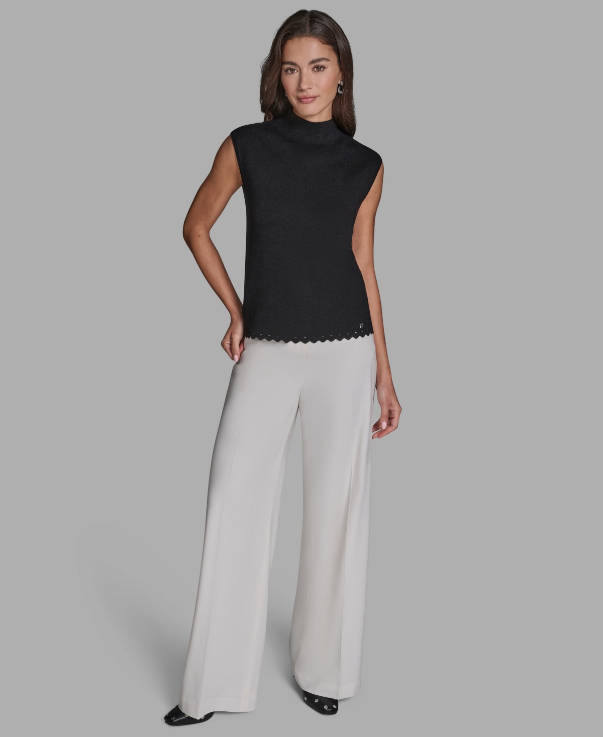 Click here for Bcbg Womens Sleeveless Mock Neck Knit Top - Black prices