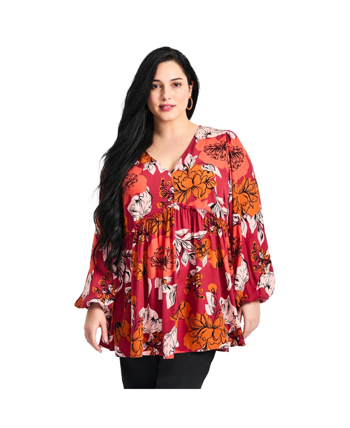 Click here for Avenue Womens Plus Size Harley Tunic - Berry sketc... prices