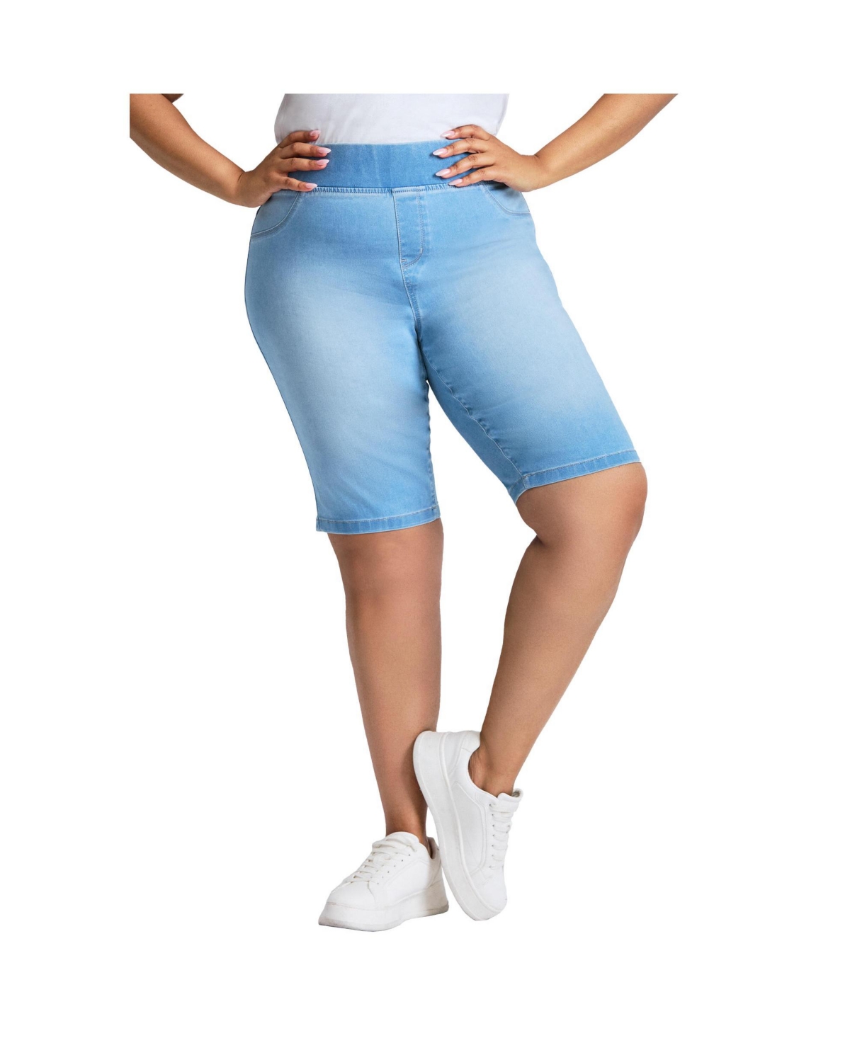 Click here for Avenue Womens Butter Denim Pull On Short - Light w... prices