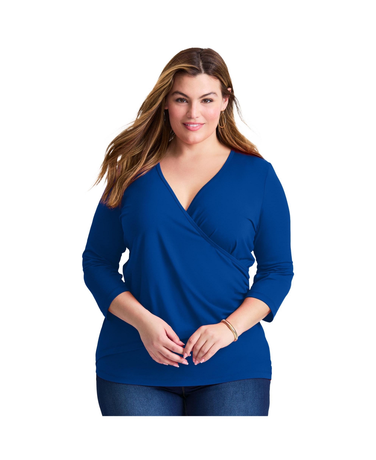 Click here for Avenue Womens Side Ruched Faux Wrap Top - Dark sap... prices