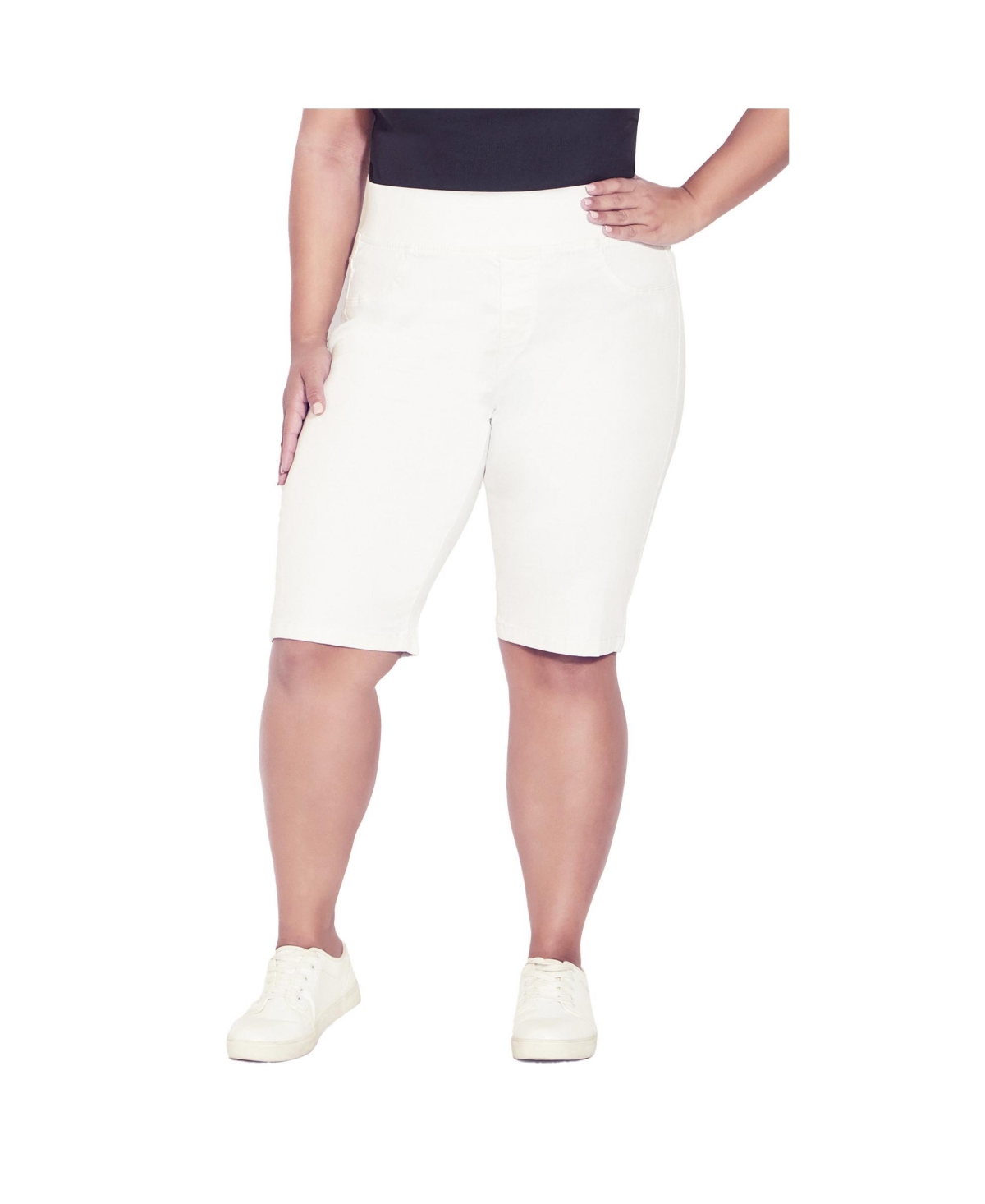 Click here for Avenue Womens Butter Denim Pull On Short - White prices