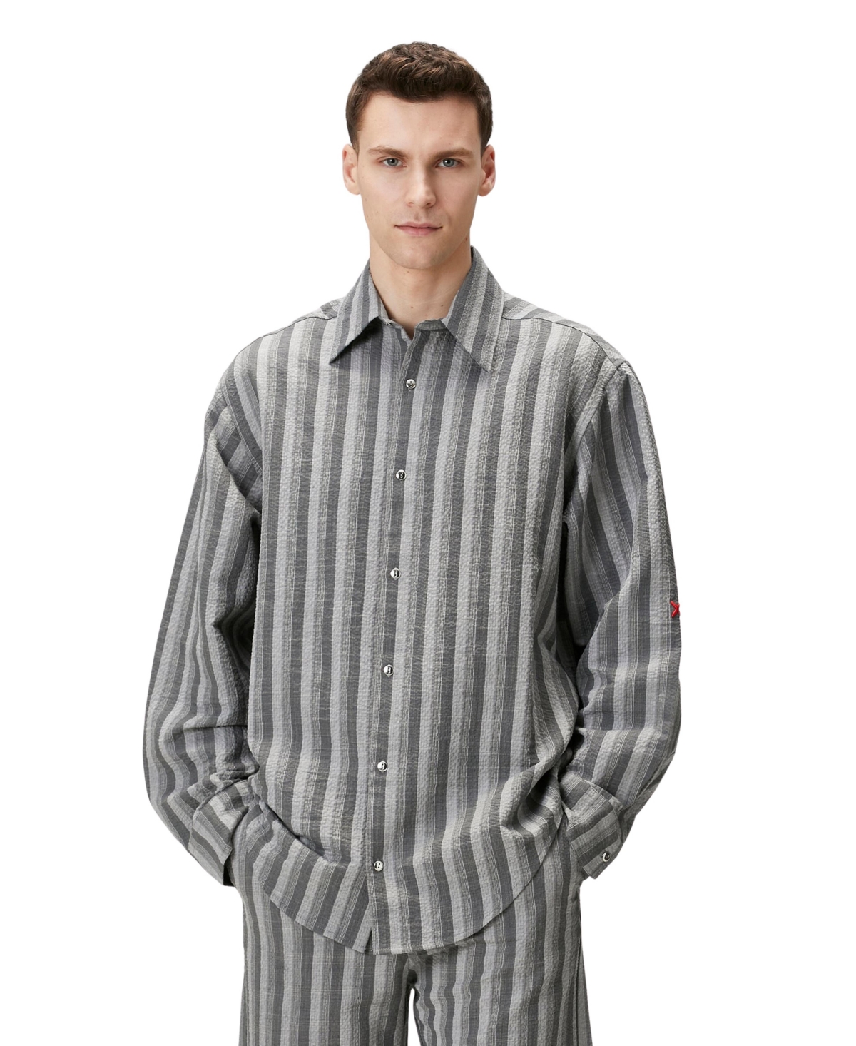 Click here for Pcfg Mens Linen-Blend Checked Woven Button-Up Shir... prices