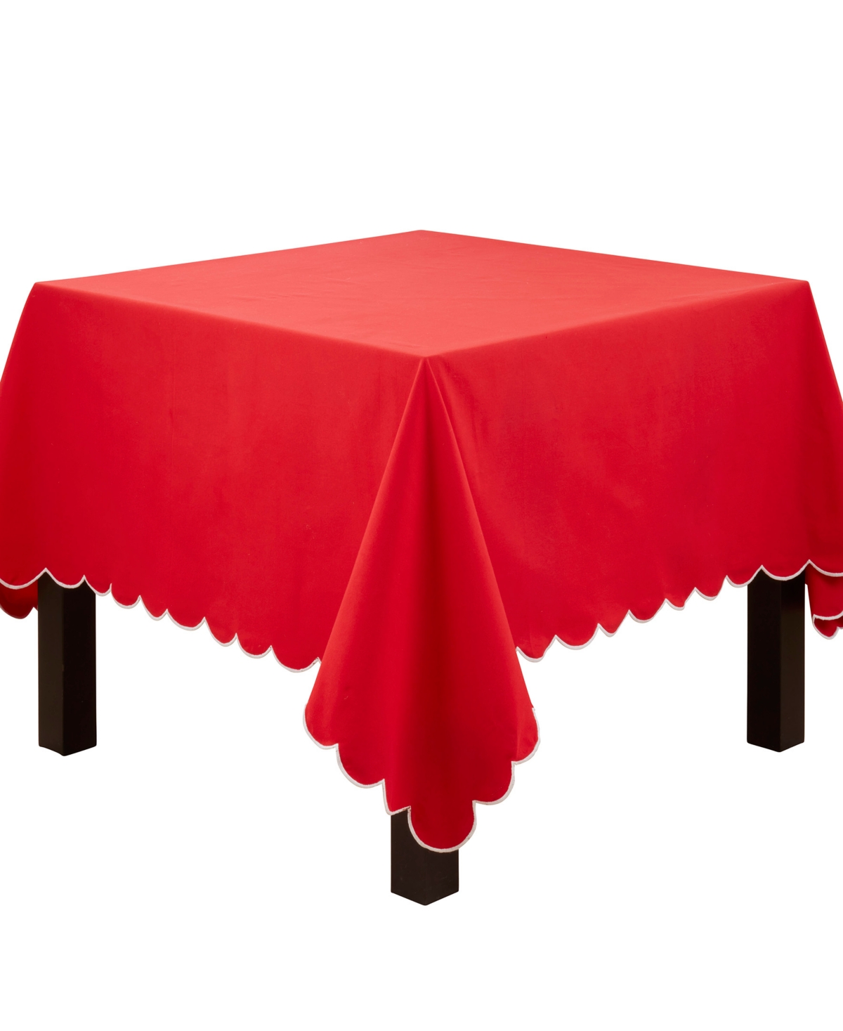 Click here for Saro Lifestyle Scalloped Tablecloth  80 x 80 - Red prices