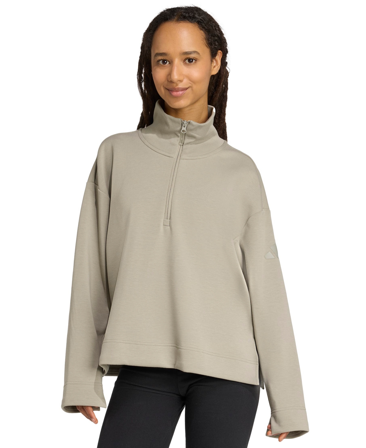 Click here for adidas Womens Open Hem Quarter Zip Sweatshirt - Si... prices