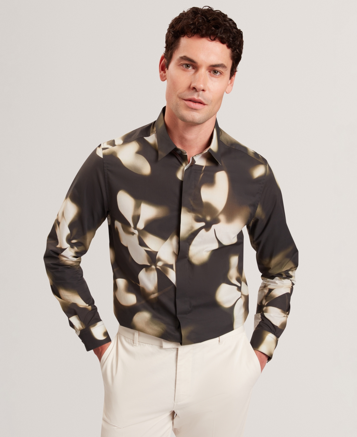 Click here for Ted Baker Mens Wrenin Floral Print Shirt - Black prices