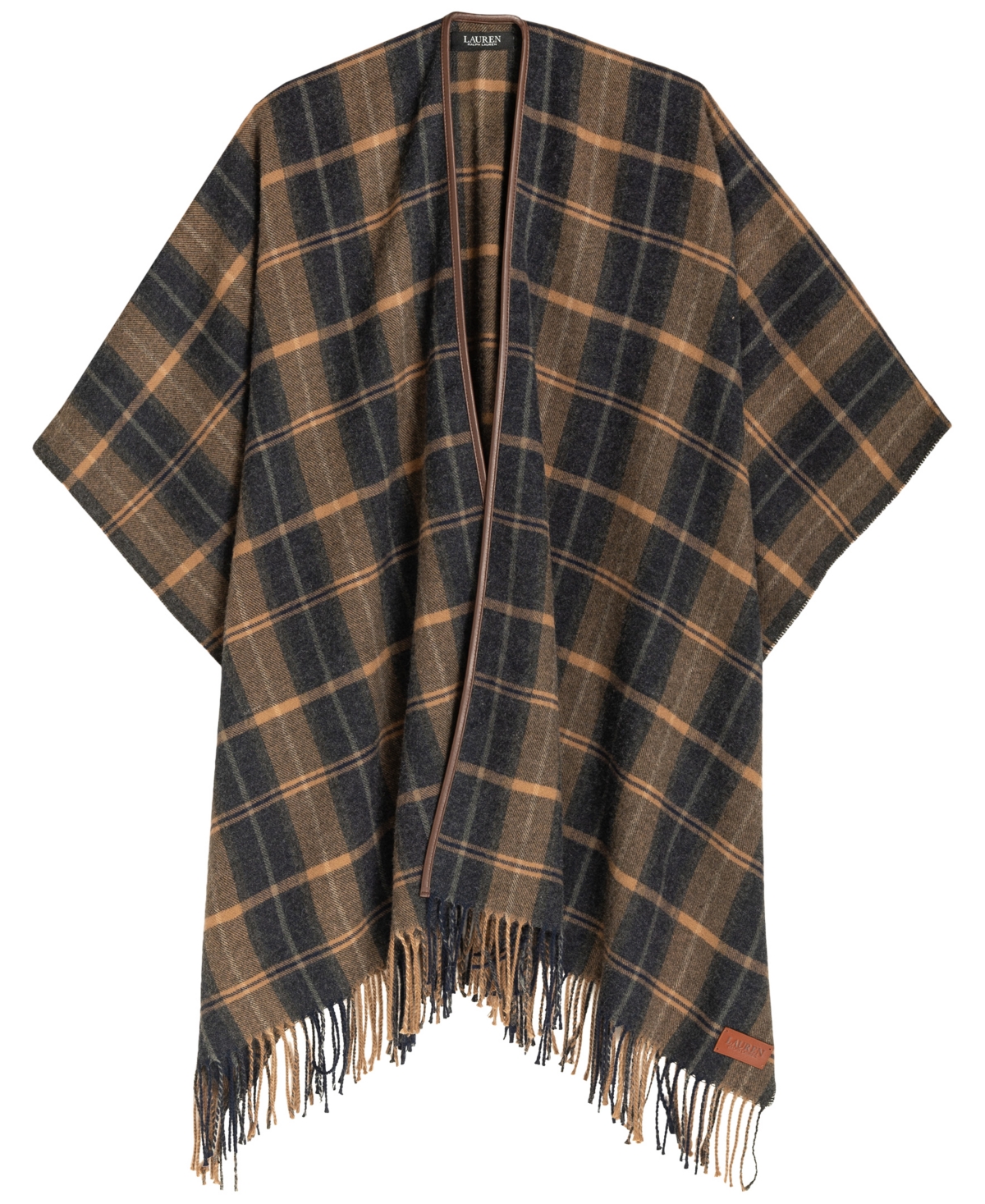 Click here for Lauren Ralph Lauren Plaid Ruana with Fringe Wrap -... prices