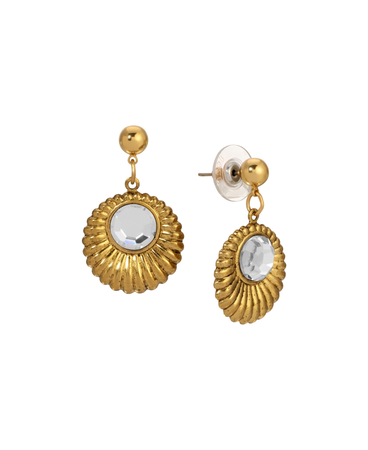 Click here for 2028 Gold Tone Crystal Drop Round Earrings - Silve... prices