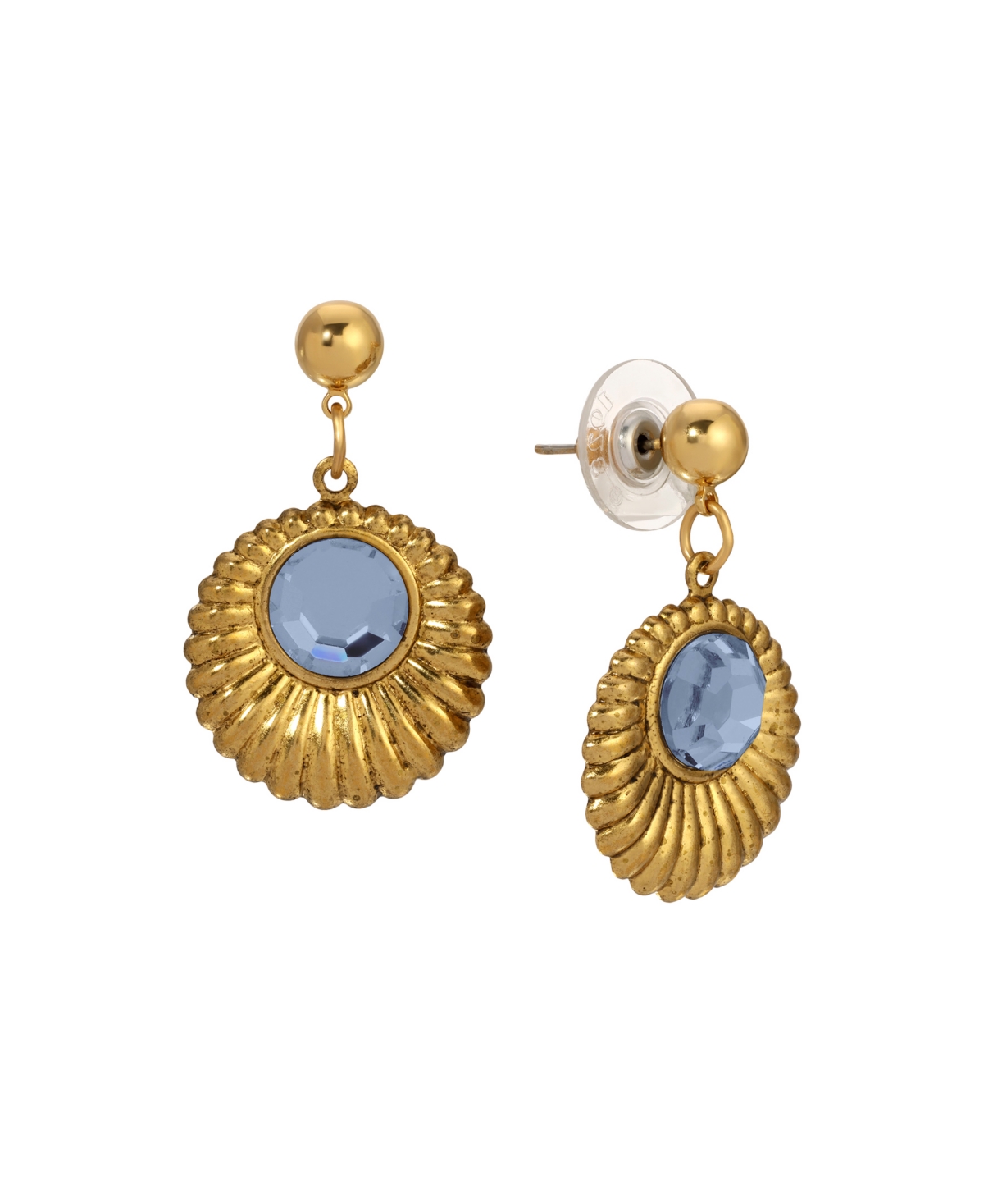 Click here for 2028 Gold Tone Crystal Drop Round Earrings - Blue prices