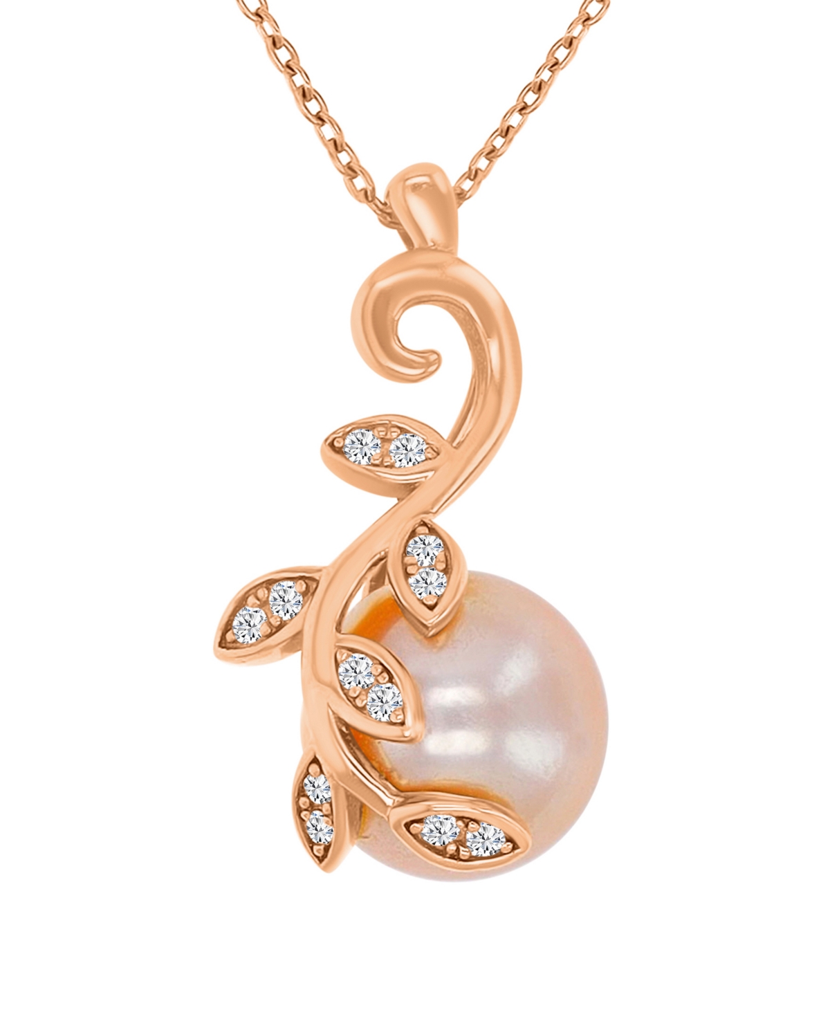 Click here for Macys Imitation Pearl & Diamond Leaves Pendant Nec... prices