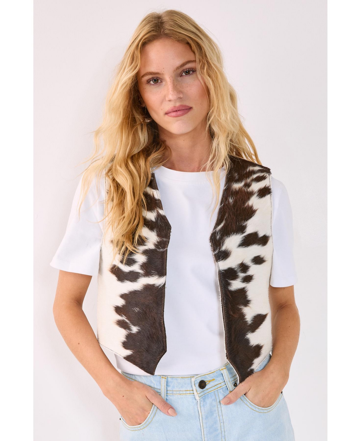 Click here for Nasty Gal Womens Cow Hide Leather Waistcoat - Whit... prices