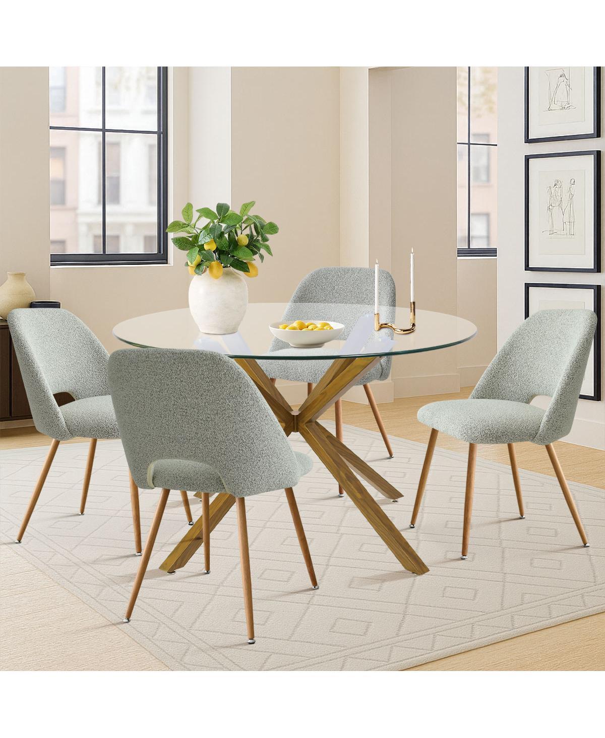 Click here for Maison Boucle Modern Round Glass 5-Piece Dining Se... prices