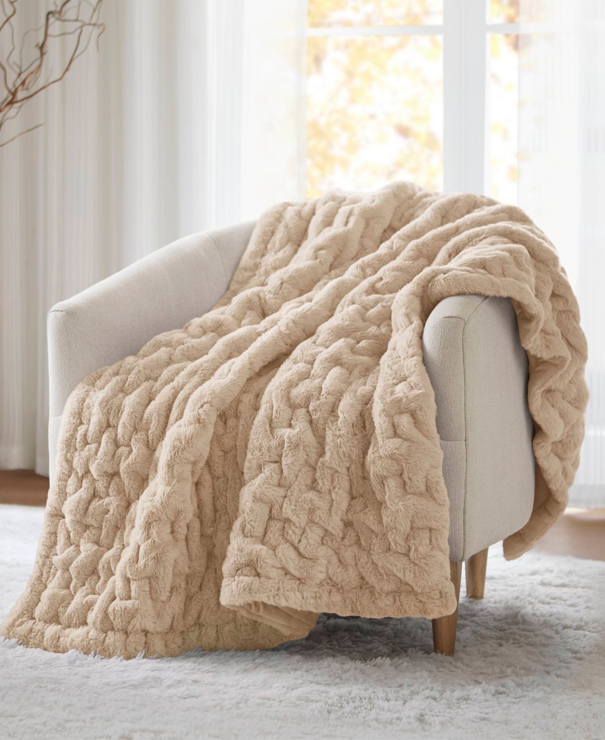 Click here for Madison Park Ruched Reversible Faux-Fur Throw  50... prices
