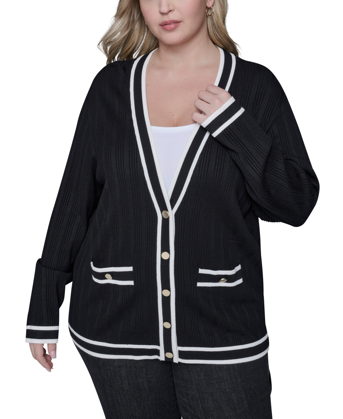 Click here for Karl Lagerfeld Paris Plus Size V-Neck Button Front... prices