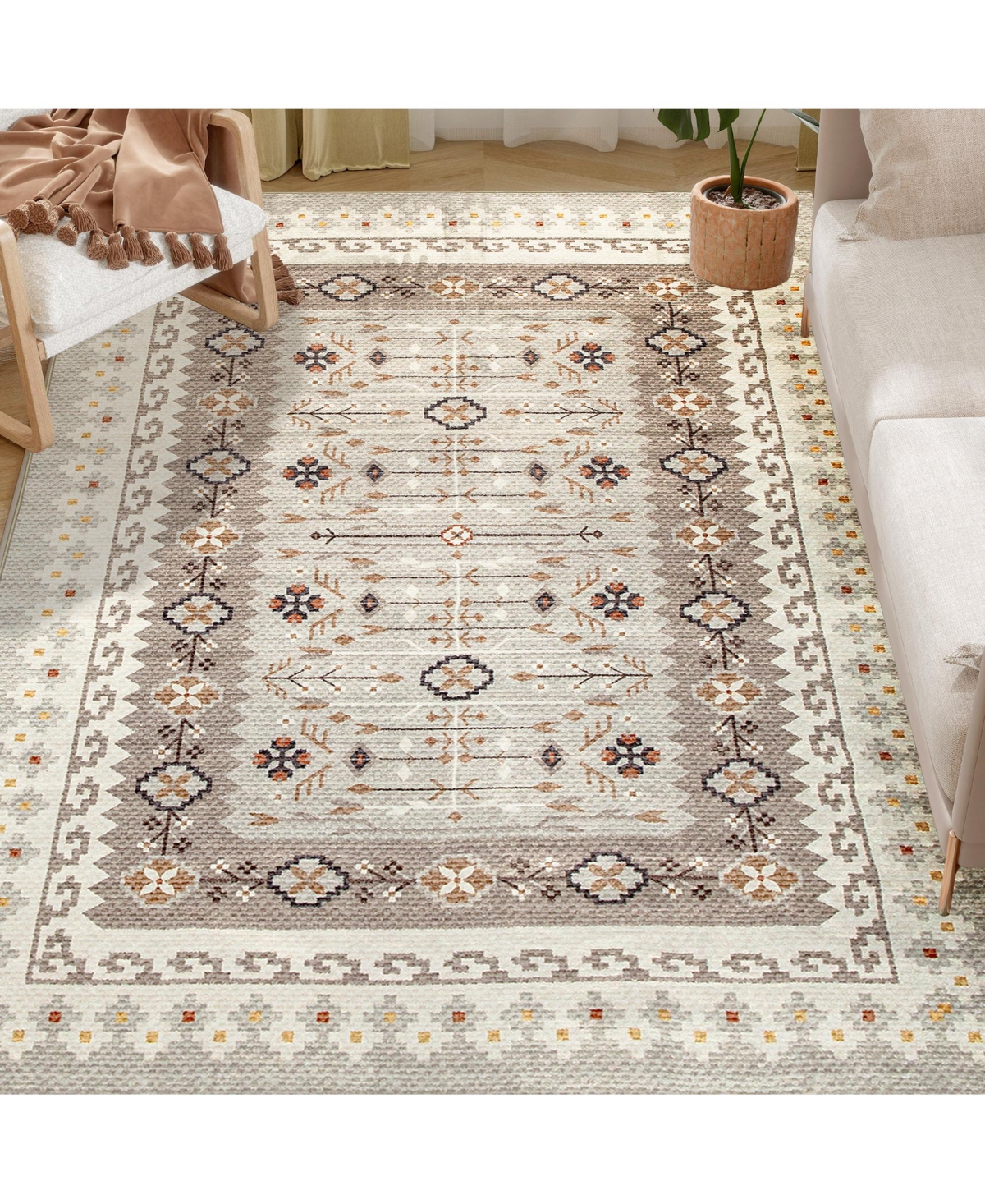 Click here for Homcom Area Rug 4x6  Non-Slip Boho Flannel Print F... prices