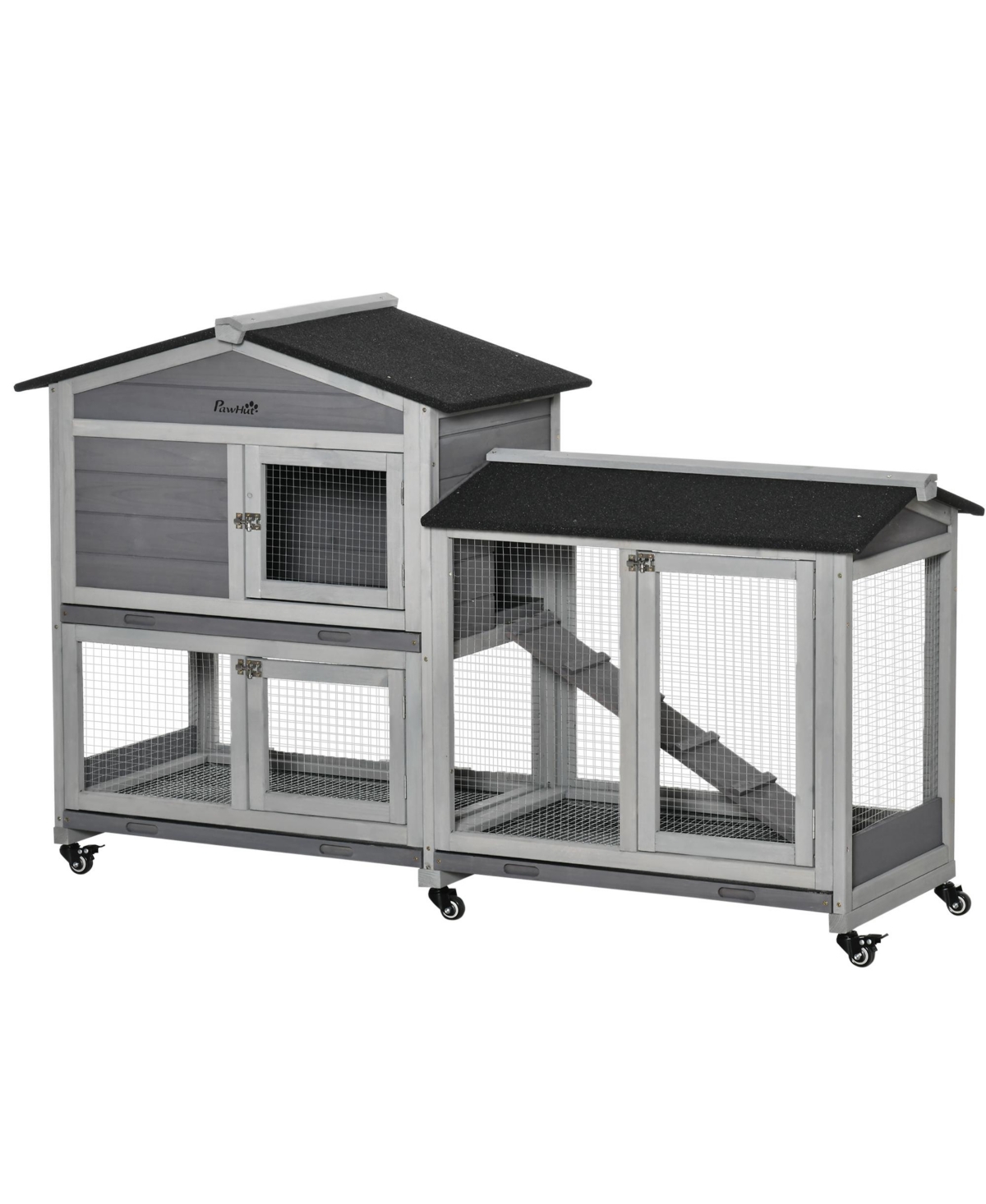 Click here for PawHut 62" Wooden Rabbit Hutch with Wheels  R... prices