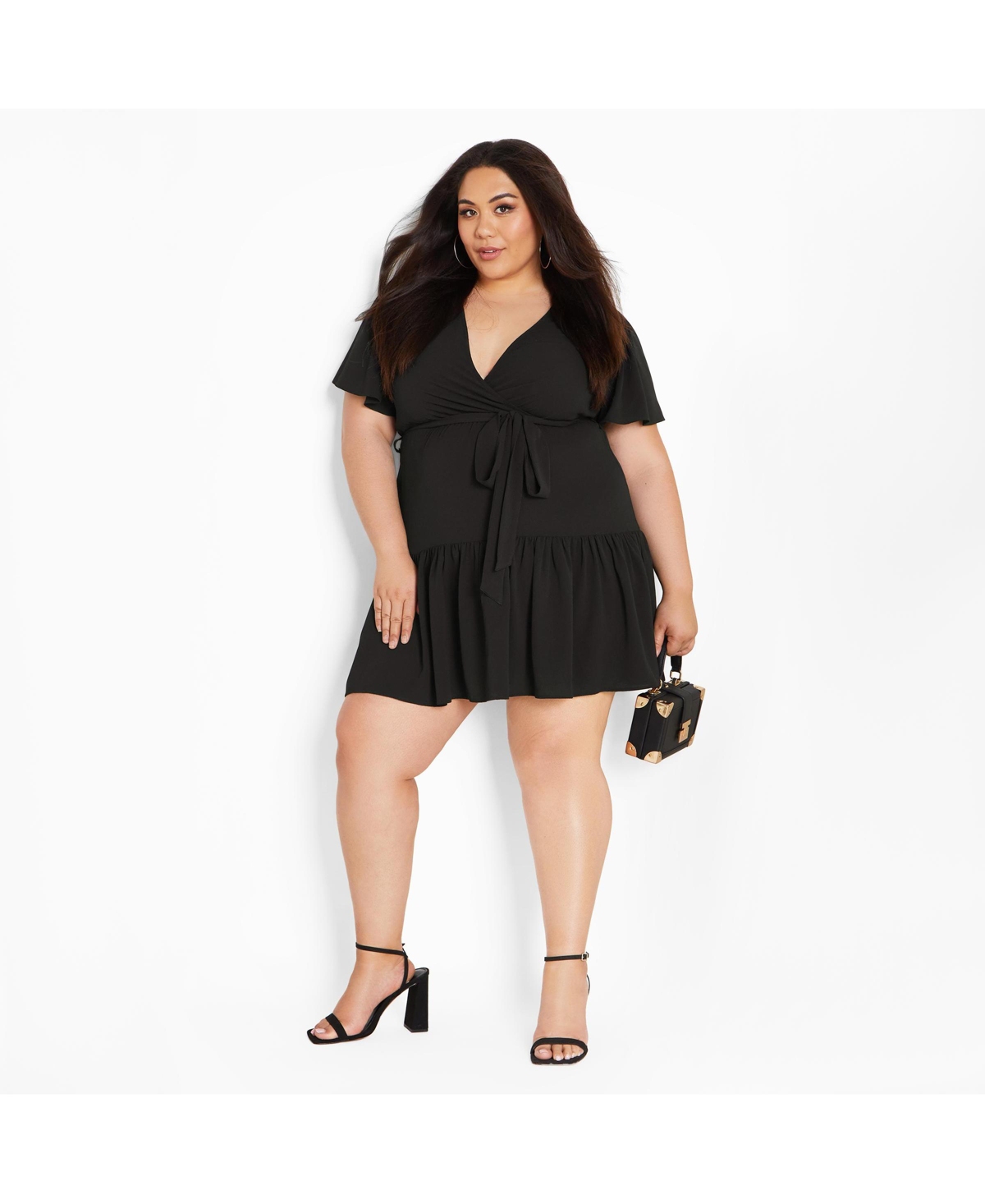 Click here for City Chic Womens Catherine Faux Wrap Tier Dress -... prices