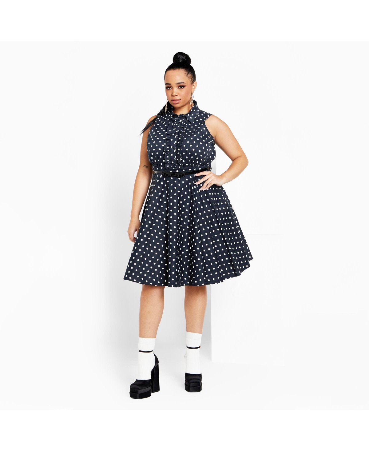 Click here for City Chic Womens Plus Size Nellie Dress - Navy spo... prices