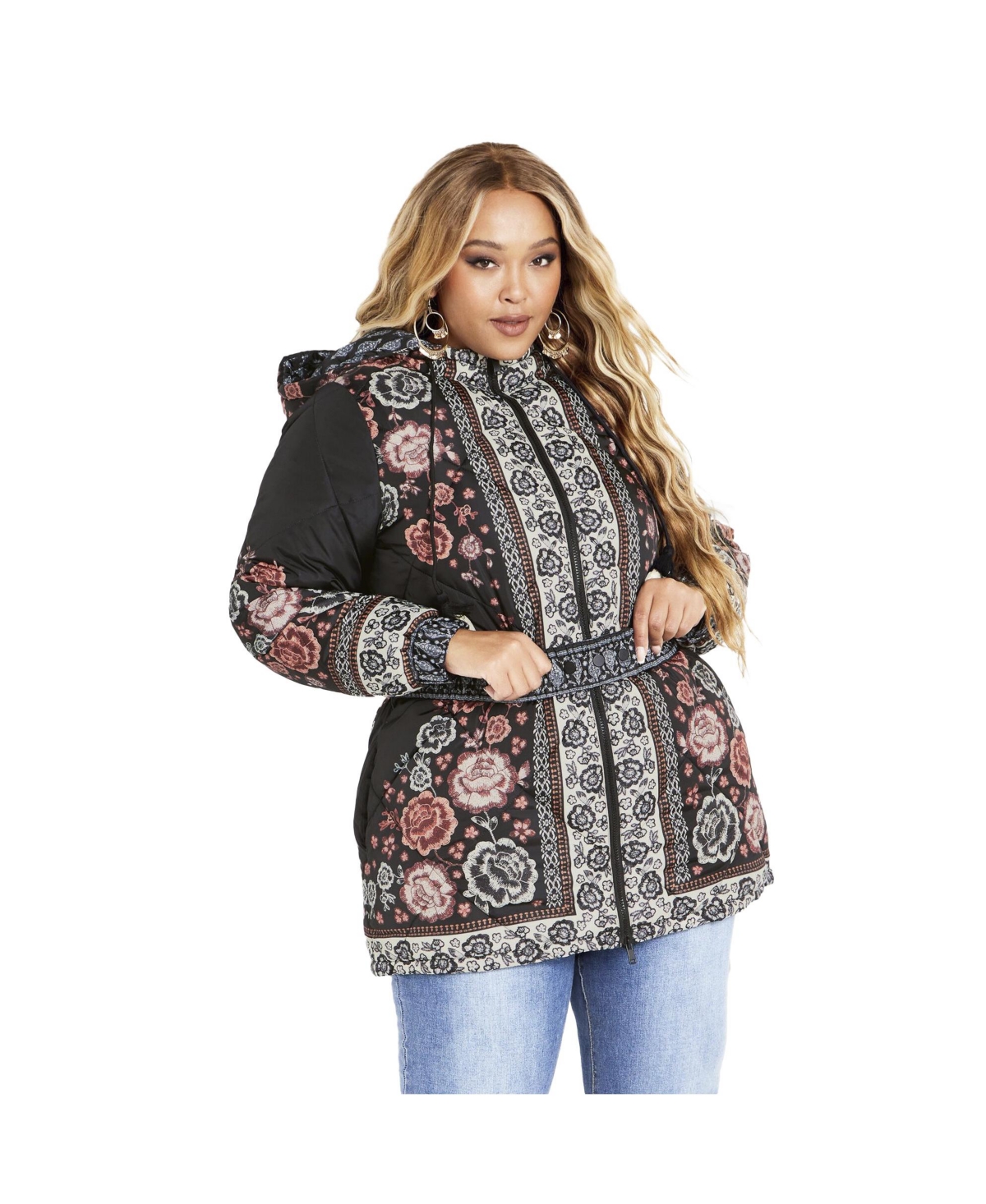 Click here for Avenue Womens Flora Puffer Jacket - Black flora prices