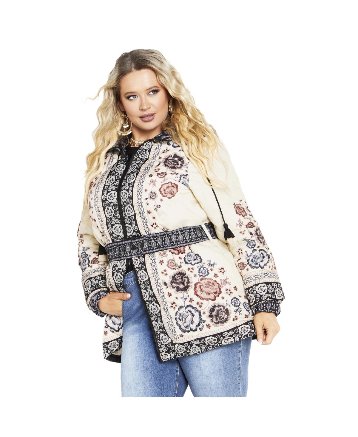 Click here for Avenue Womens Flora Puffer Jacket - Vanilla flora prices