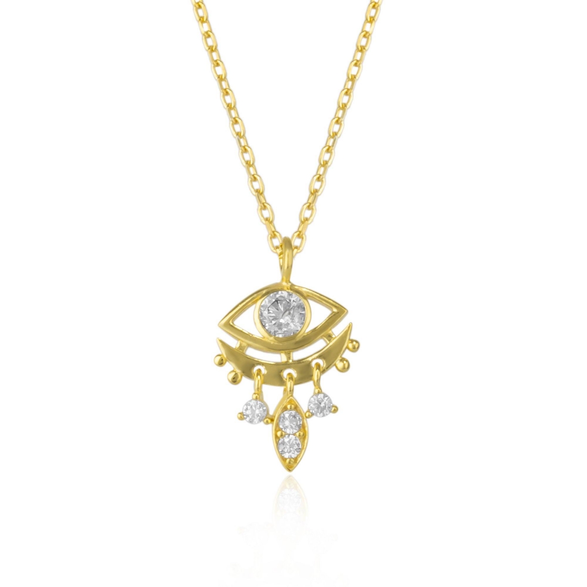 Click here for Sterling Silver Eye Evil Eye Pendant Necklace - Go... prices