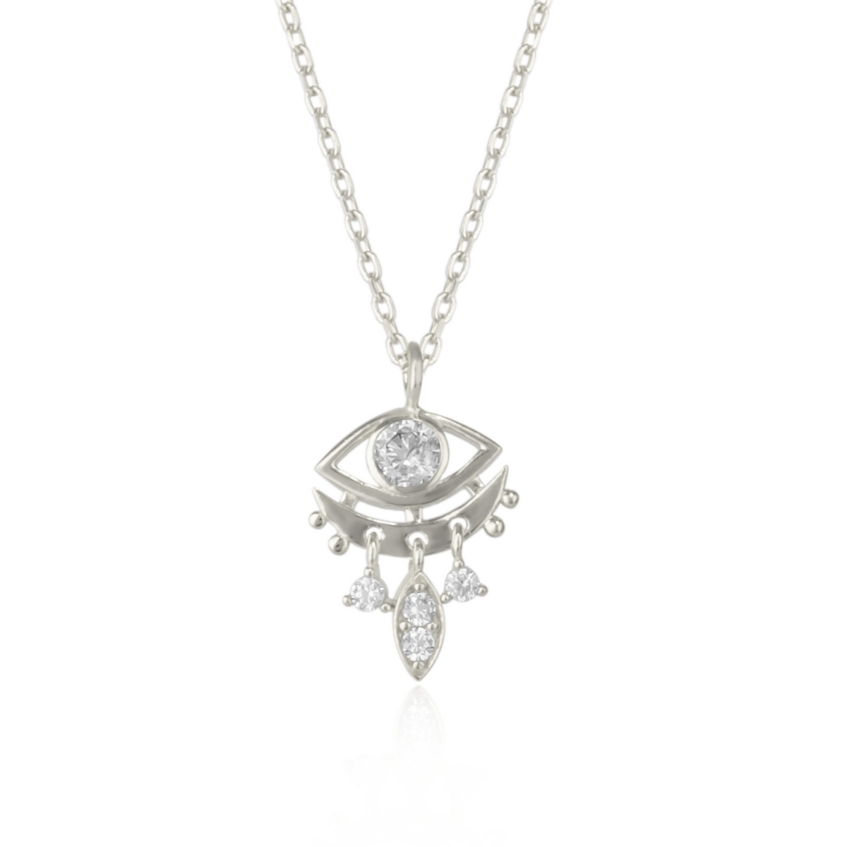 Click here for Sterling Silver Eye Evil Eye Pendant Necklace - Si... prices