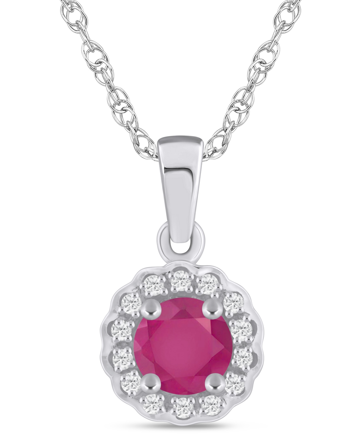 Click here for Macys Gemstone and Diamond Halo Pendant Necklace (... prices