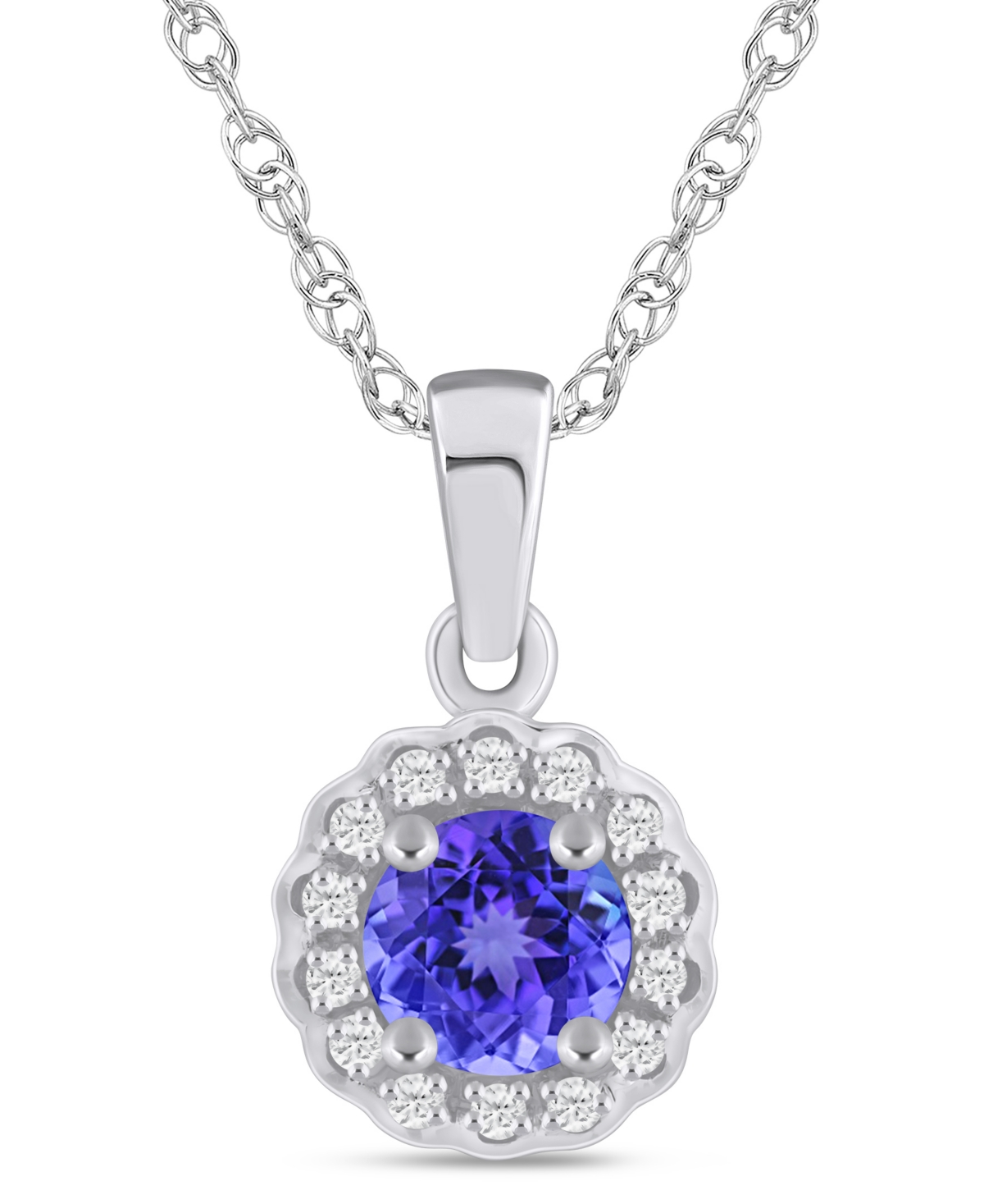 Click here for Macys Gemstone and Diamond Halo Pendant Necklace (... prices