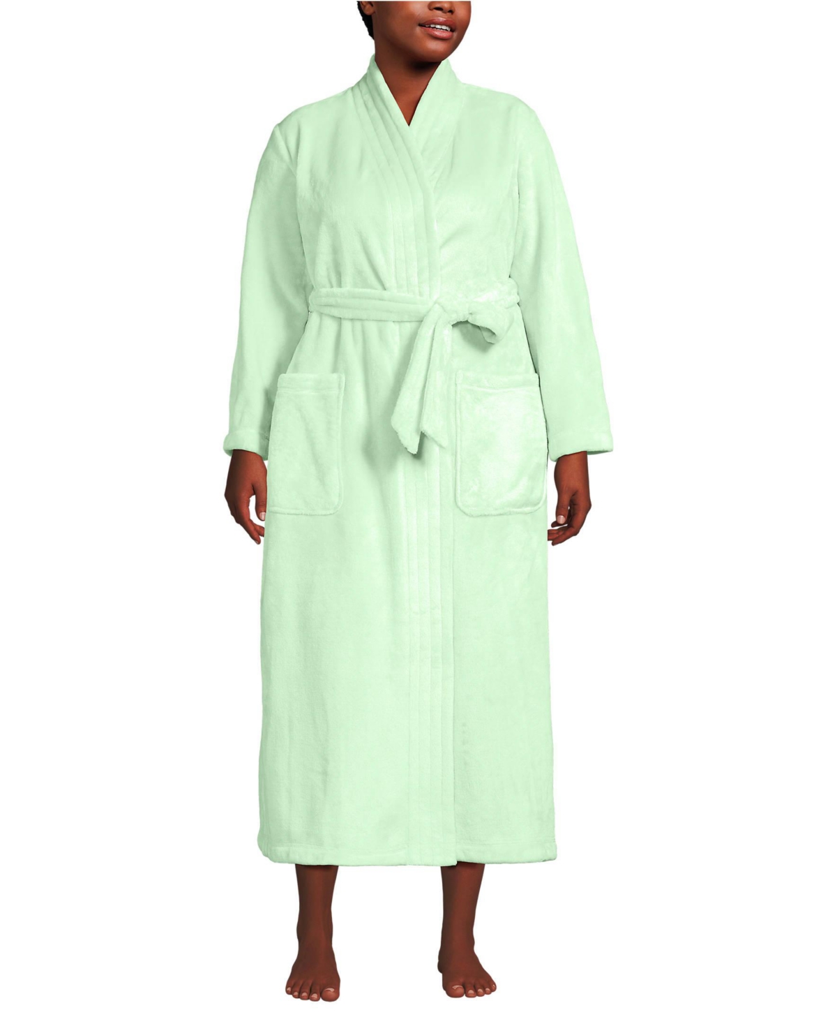 Click here for Lands End Plus Size Cozy Plush Long Wrap Robe - Ic... prices