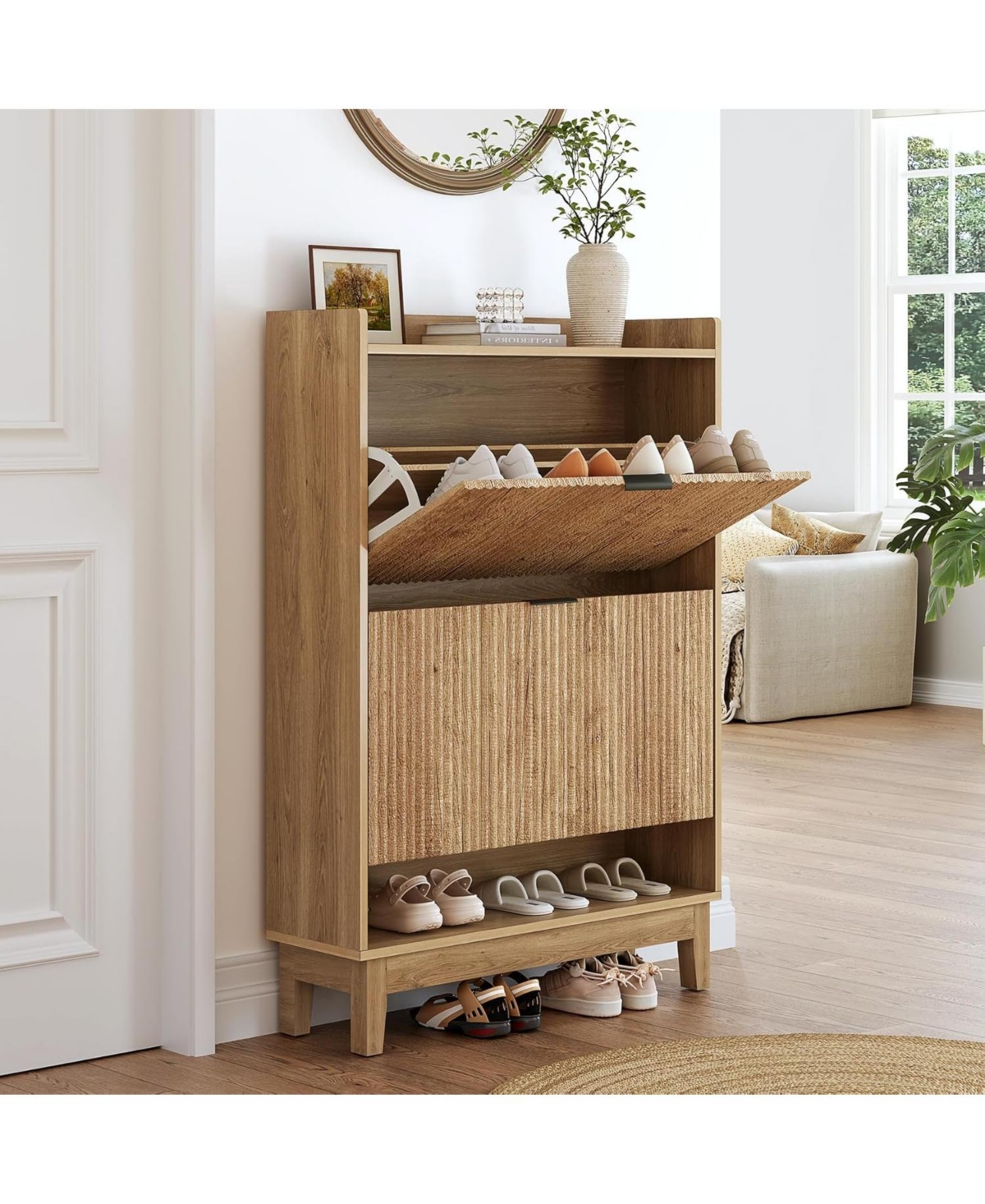 Click here for Tribesigns Narrow Shoe Cabinet with 2 Flip Drawers... prices
