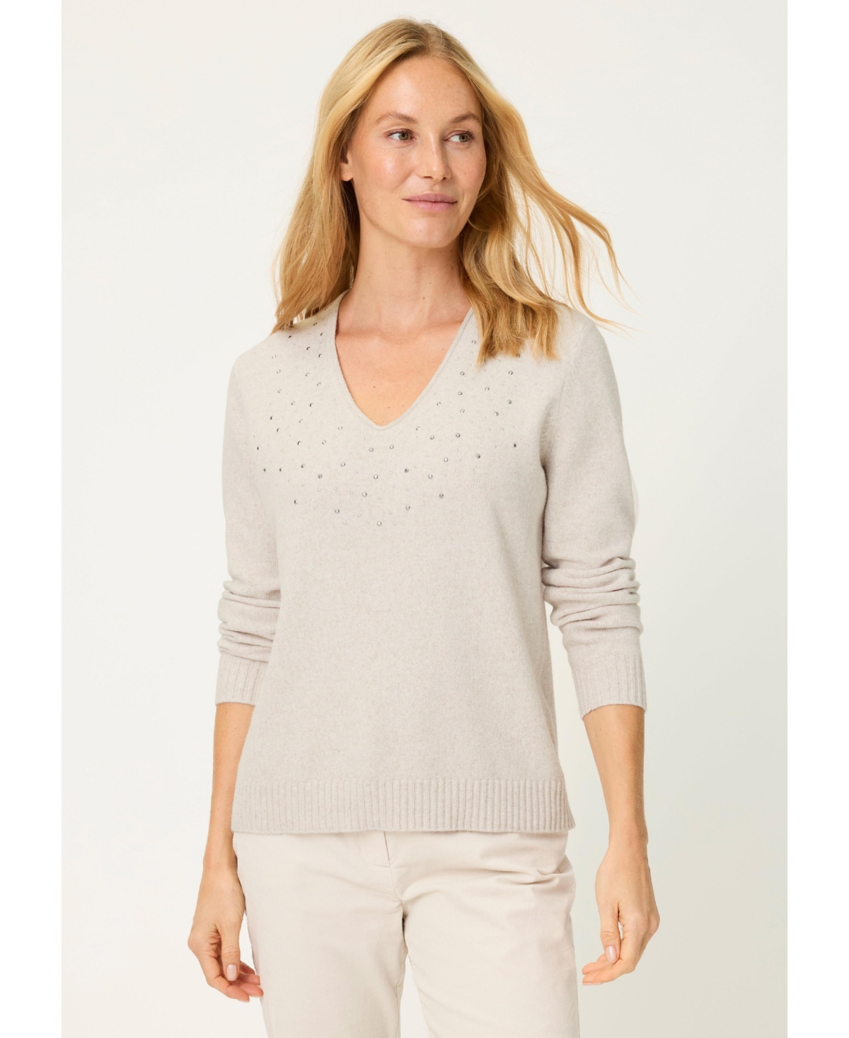 Click here for Olsen Womens Embellished Sweater - Almond beige me... prices
