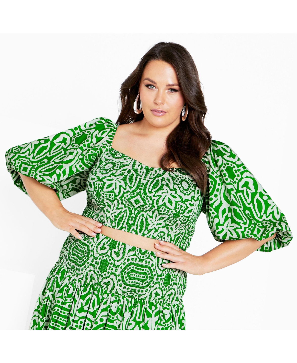 Click here for City Chic Womens Amari Puff Sleeve Fitted Top - Gr... prices