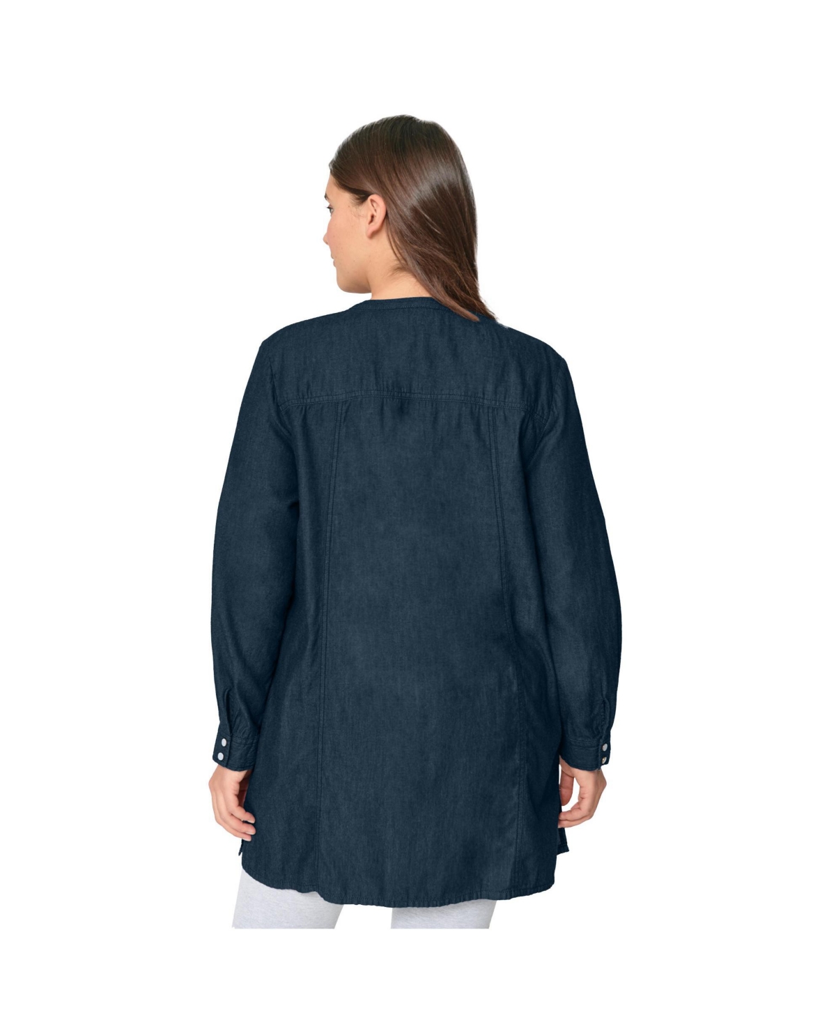 Click here for ellos Womens Snap Front Denim Tunic - Indigo prices