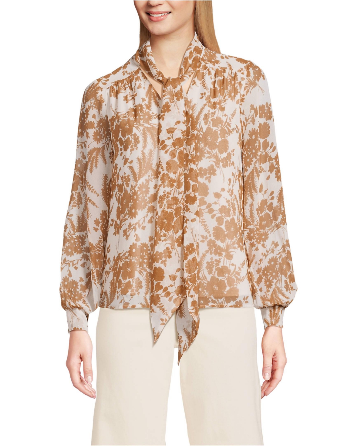 Click here for Lands End Womens Chiffon Removable Tie Neck Blouse... prices