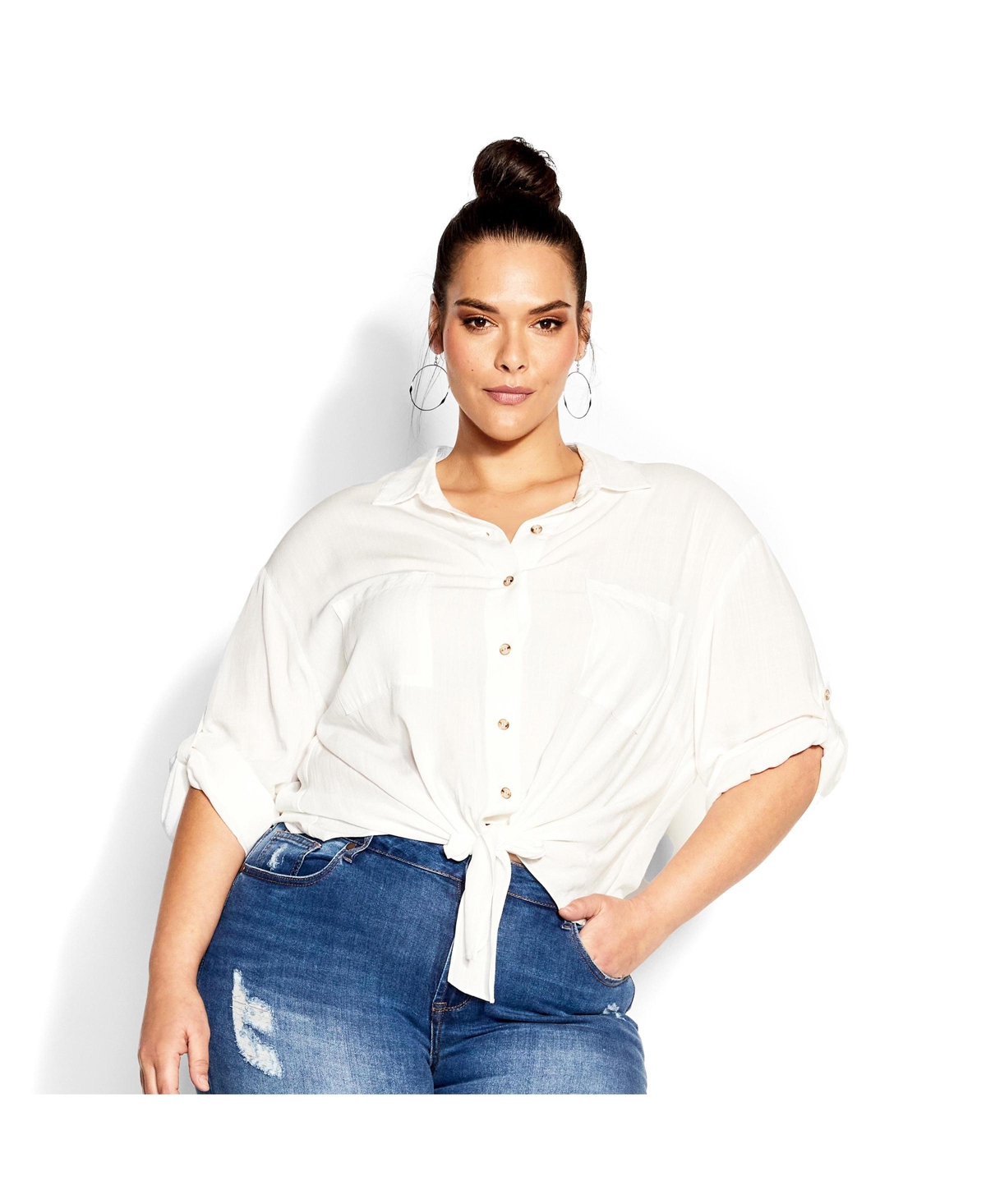 Click here for City Chic Womens Tropical Tie Top - Print prices