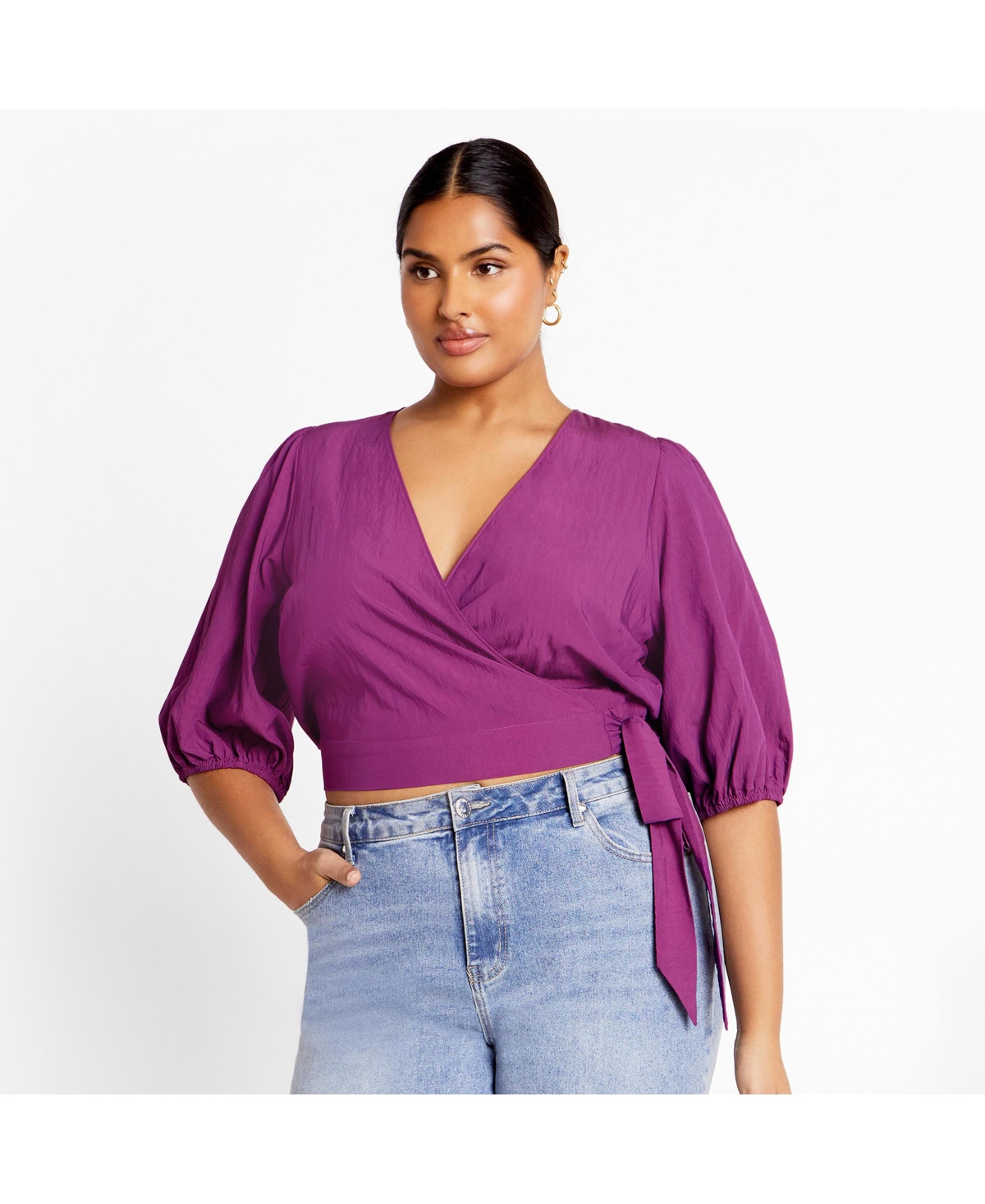 Click here for City Chic Womens Tie Kiki Top - Magenta prices