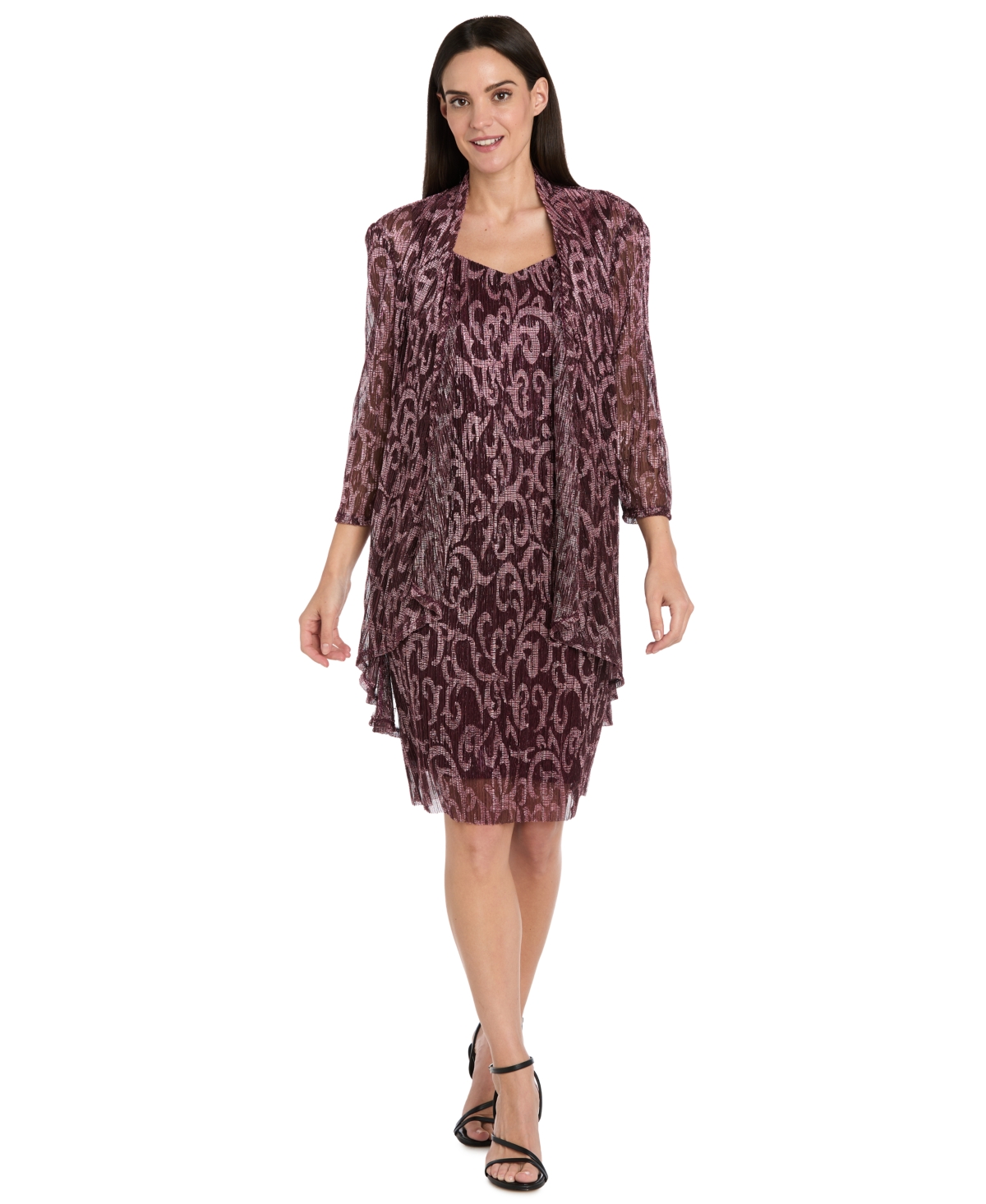 Click here for R & M Richards Womens 2-Piece Printed Metallic Foi... prices