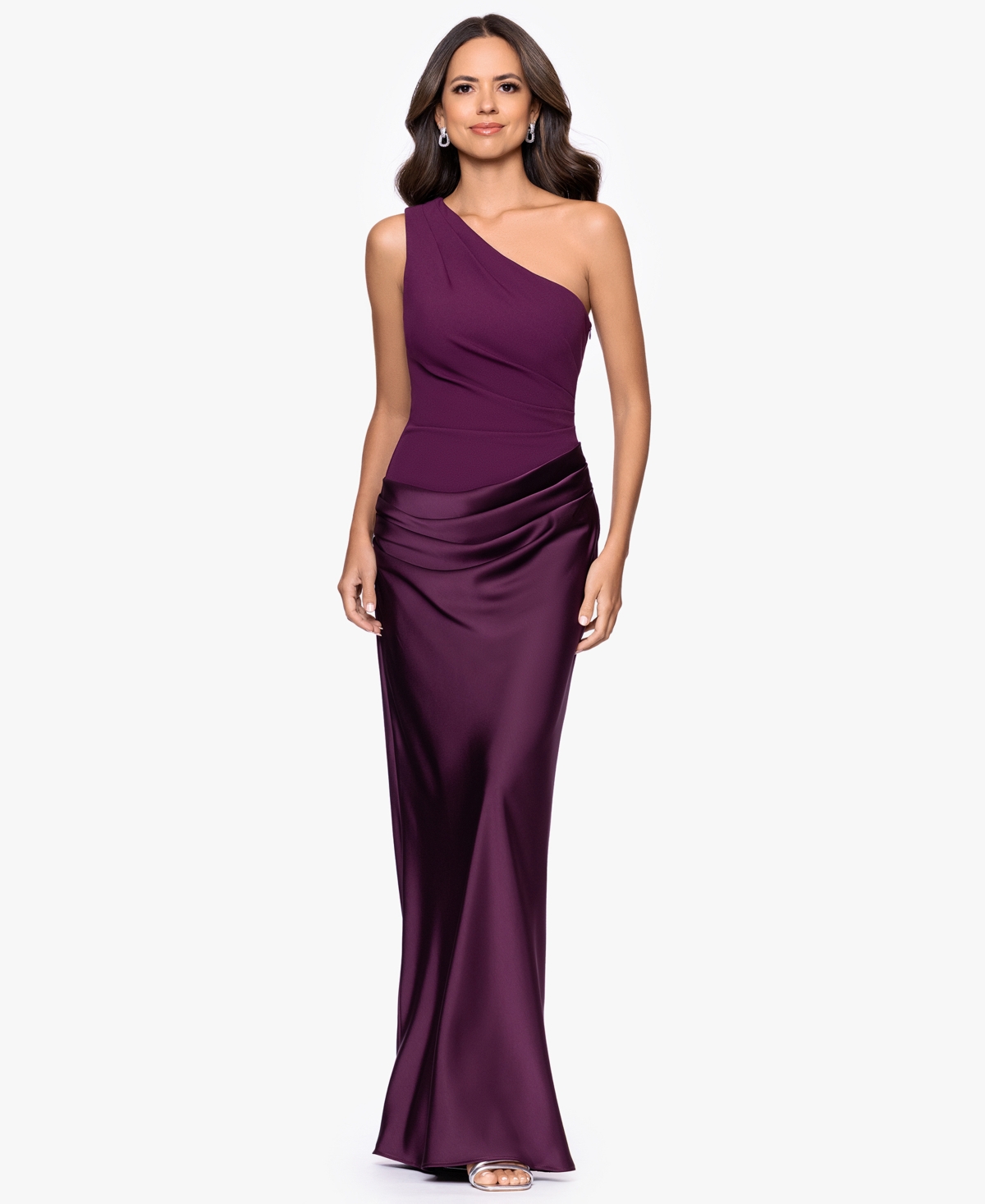 Click here for Betsy & Adam Womens One Shoulder Dress - Plum prices