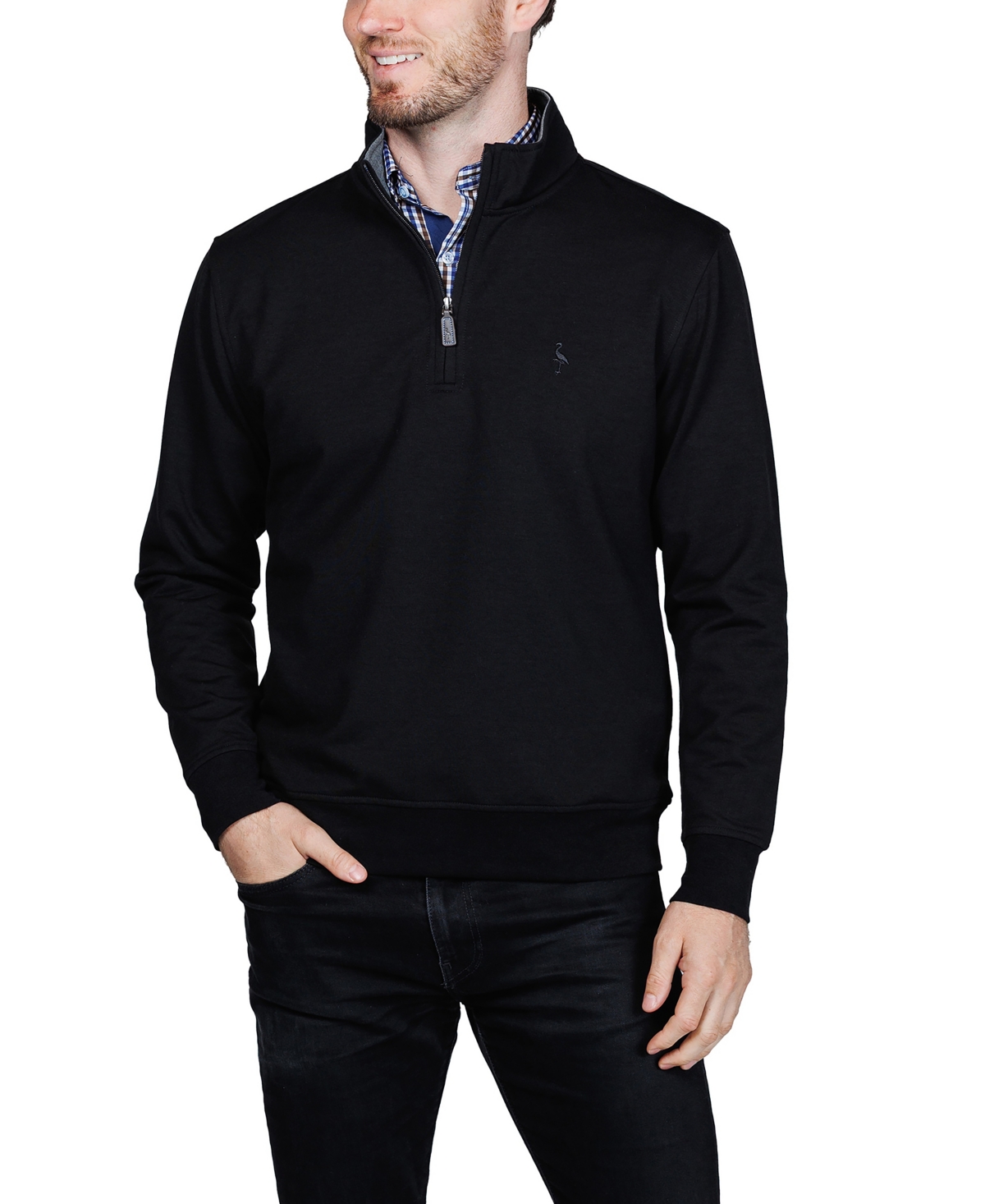 Click here for Tailorbyrd Mens Fleece Quarter Zip - Black prices