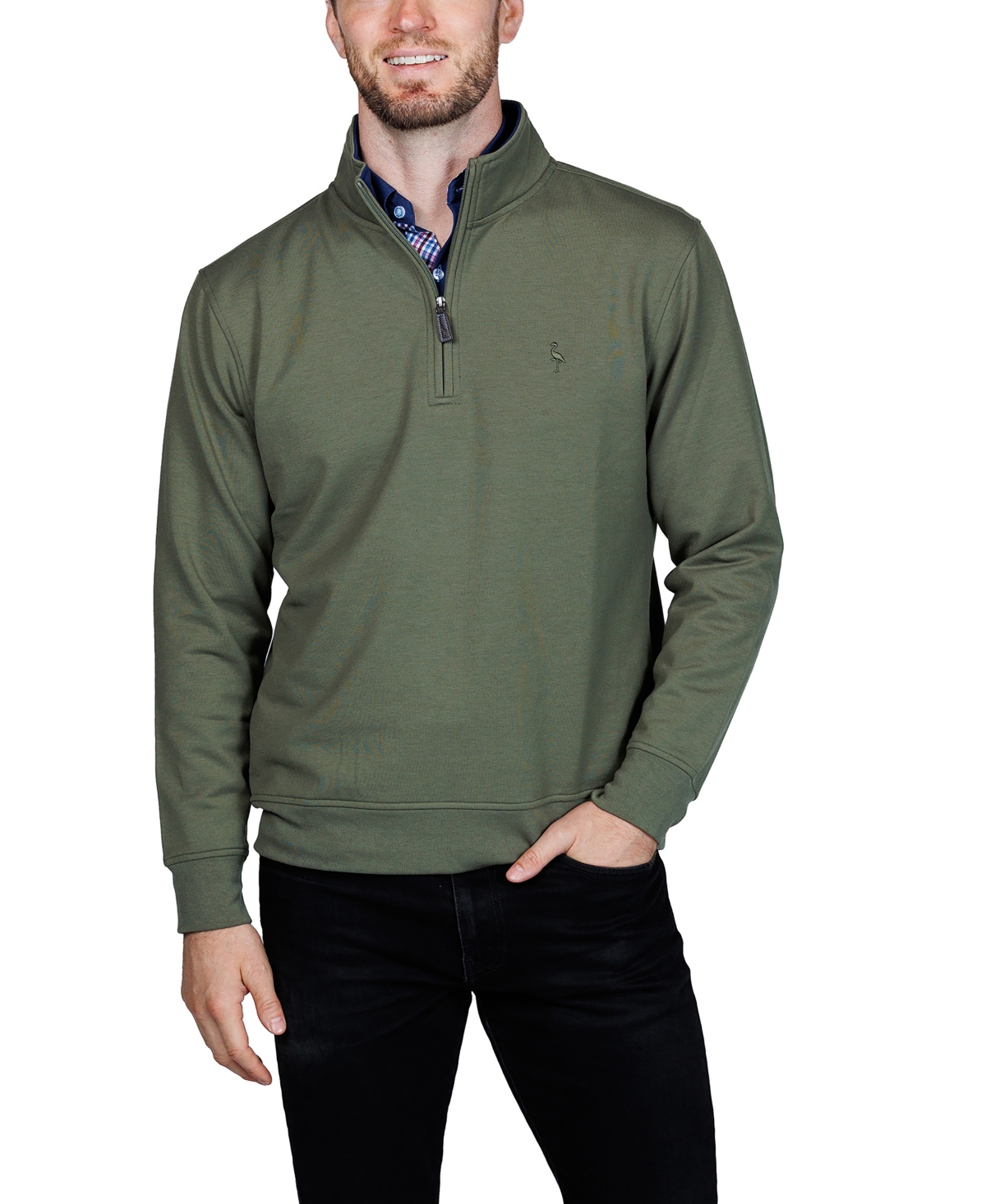 Click here for Tailorbyrd Mens Fleece Quarter Zip - Olive prices