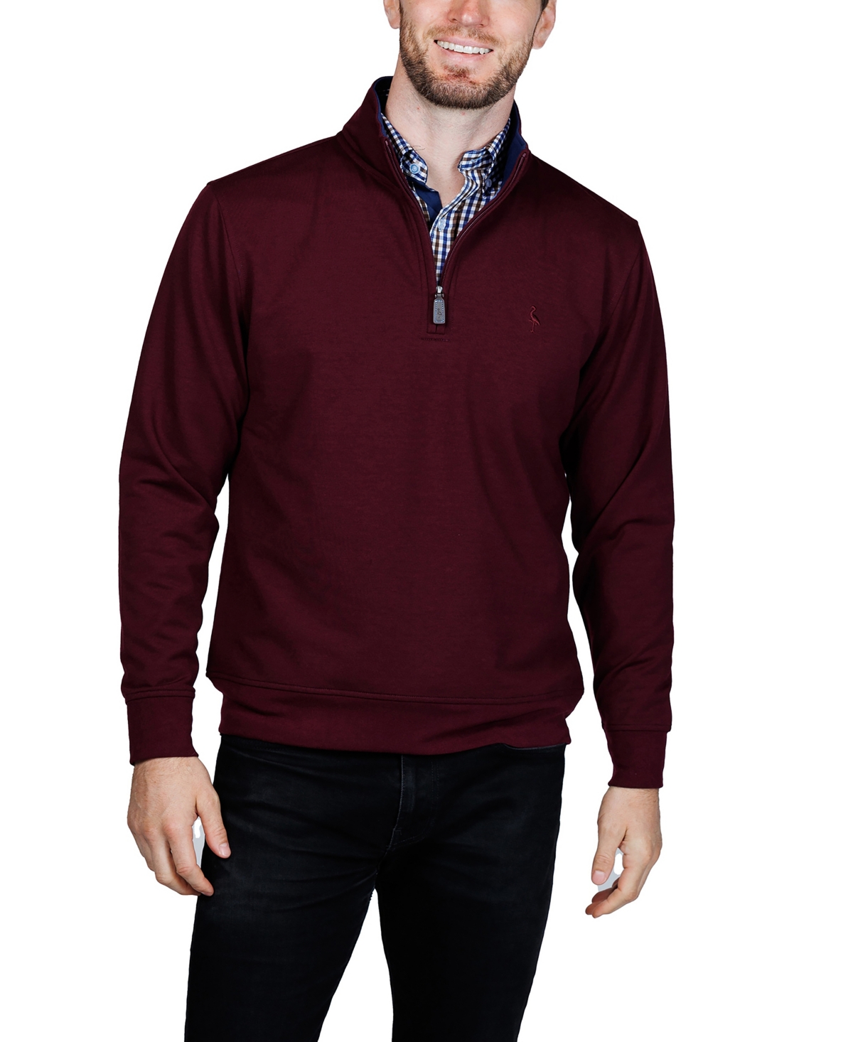 Click here for Tailorbyrd Mens Fleece Quarter Zip - Plum prices