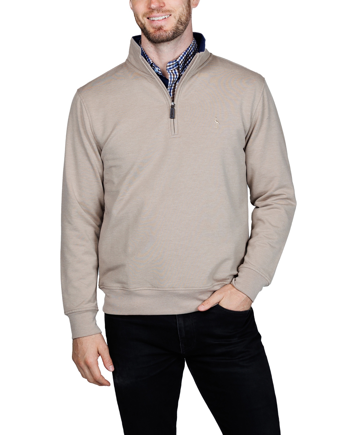 Click here for Tailorbyrd Mens Fleece Quarter Zip - Camel prices