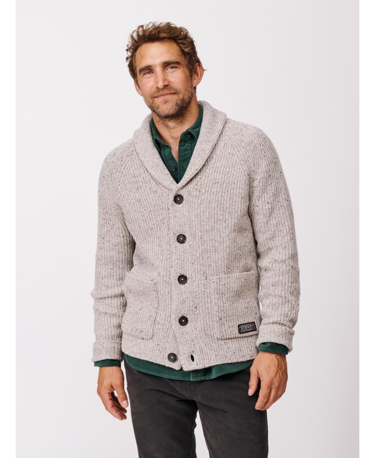 Click here for Aubin Mens Studham Shawl Collar Cardigan - Light g... prices