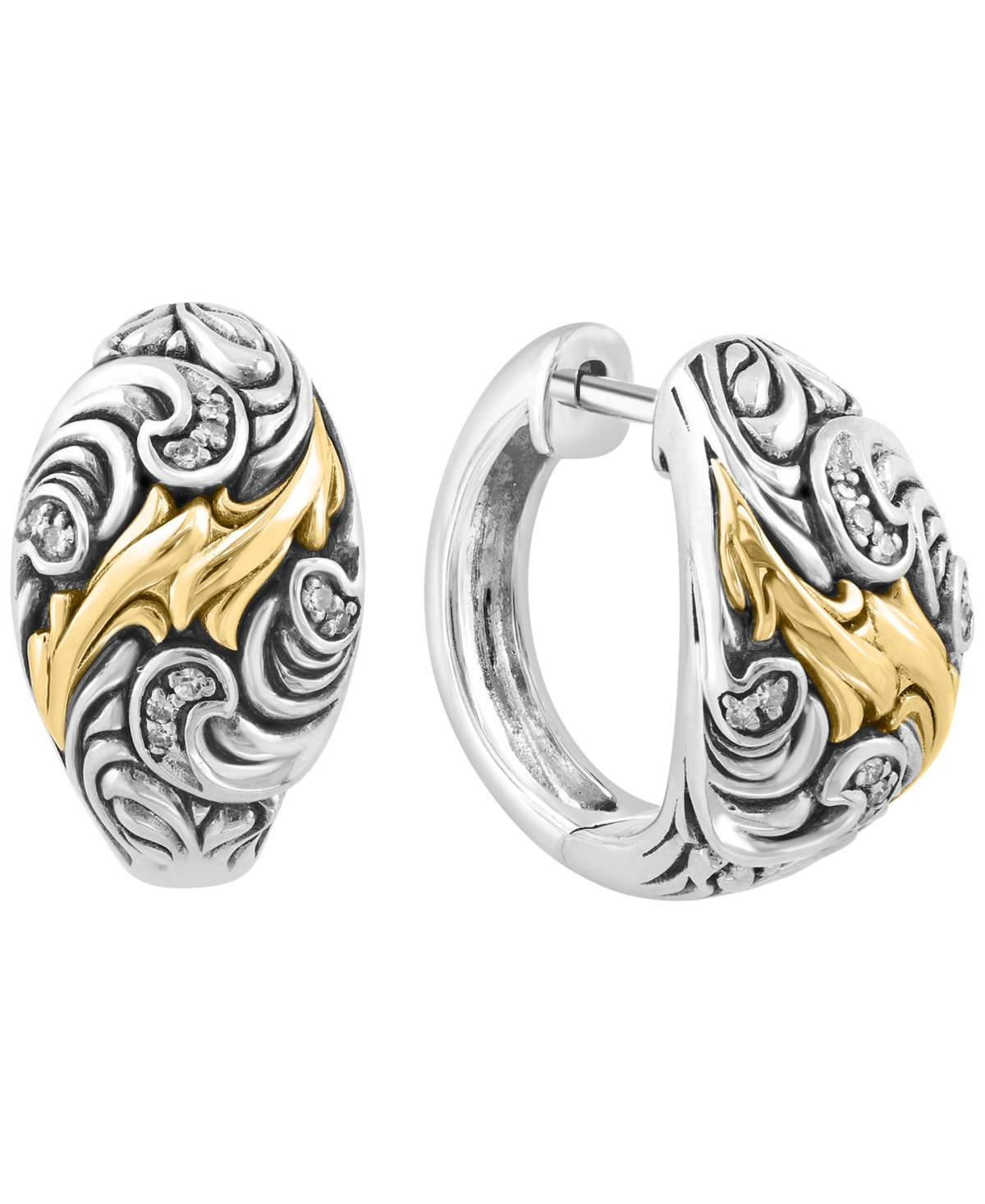 Click here for Effy Collection White Diamond Hoop Earrings (1/2 c... prices