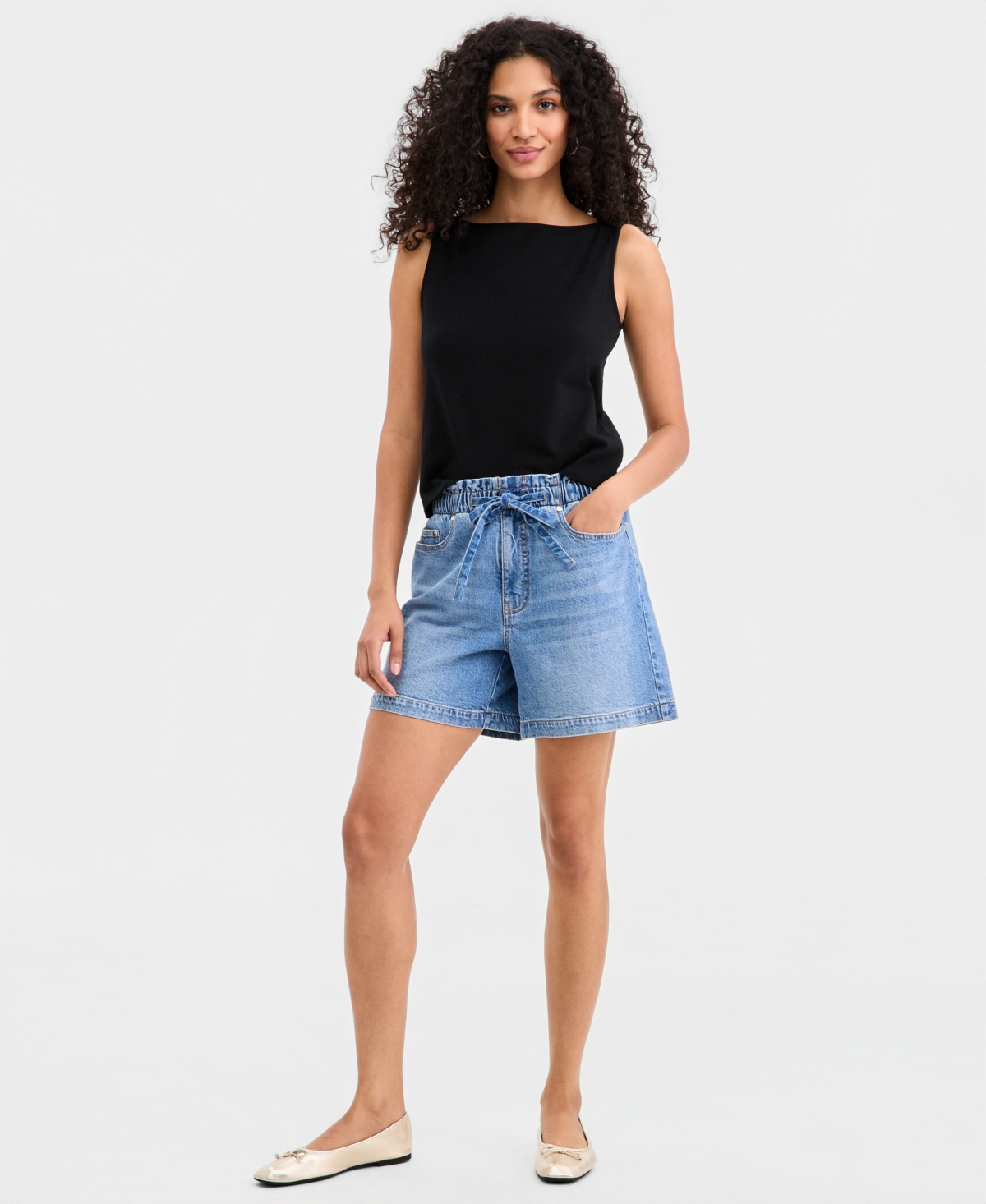 Click here for On 34th Womens High-Rise Paperbag-Waist Jean Short... prices