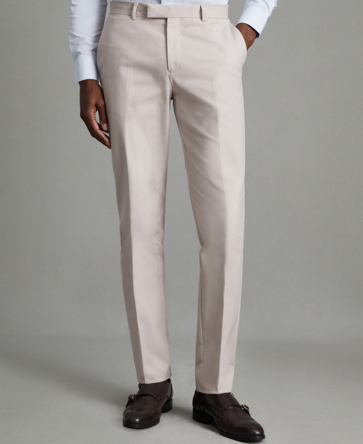 Click here for Reiss Mens Slim Fit Cotton Blend Pants - Stone prices