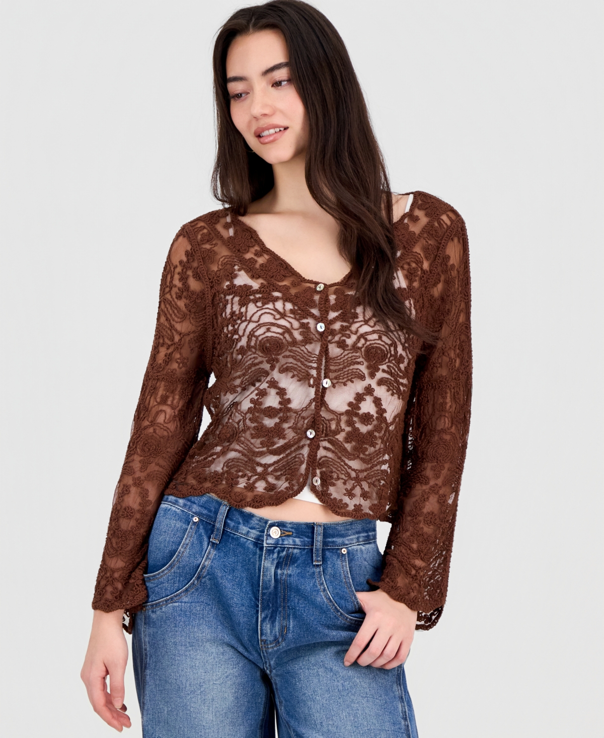 Click here for And Now This Womens Lace Long-Sleeve Top  Exclusiv... prices