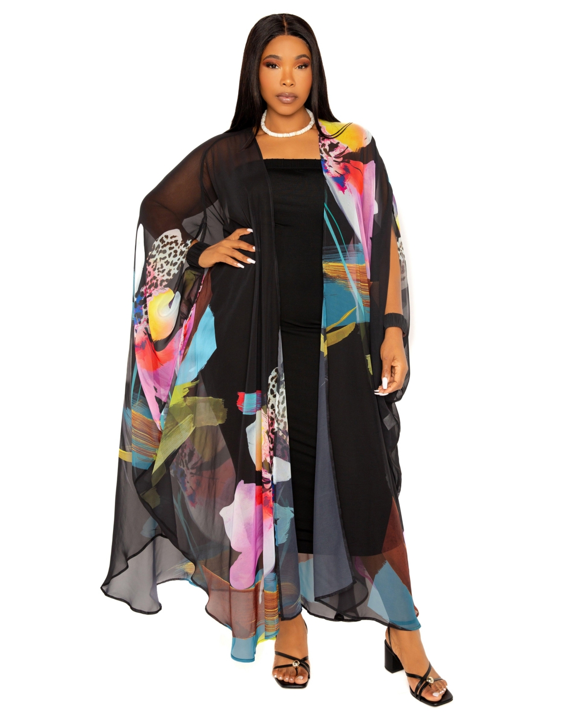 Click here for Buxom Couture Plus Size Floral Robe with Wrist Ban... prices