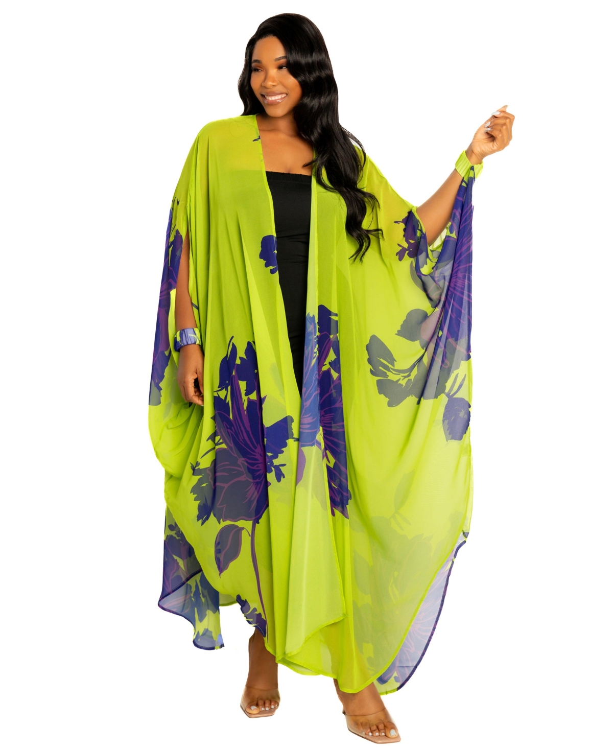 Click here for Buxom Couture Plus Size Floral Robe with Wrist Ban... prices