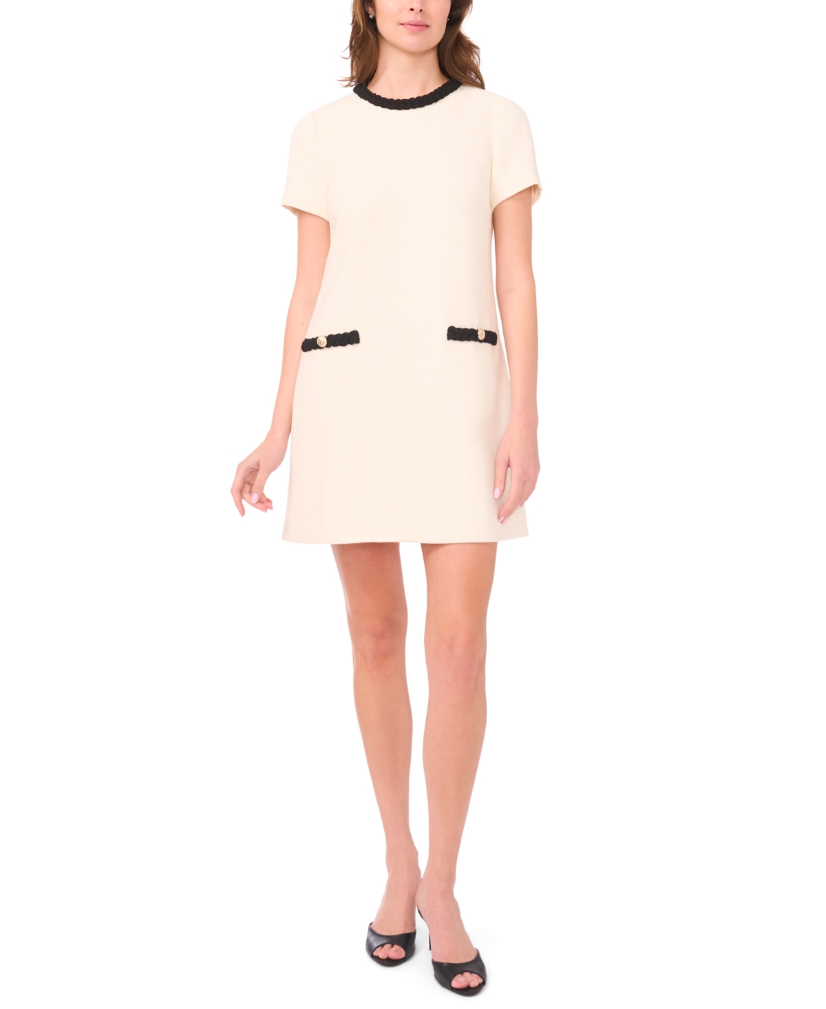 Click here for CeCe Womens Short-Sleeve Tweed Dress - White Winte... prices